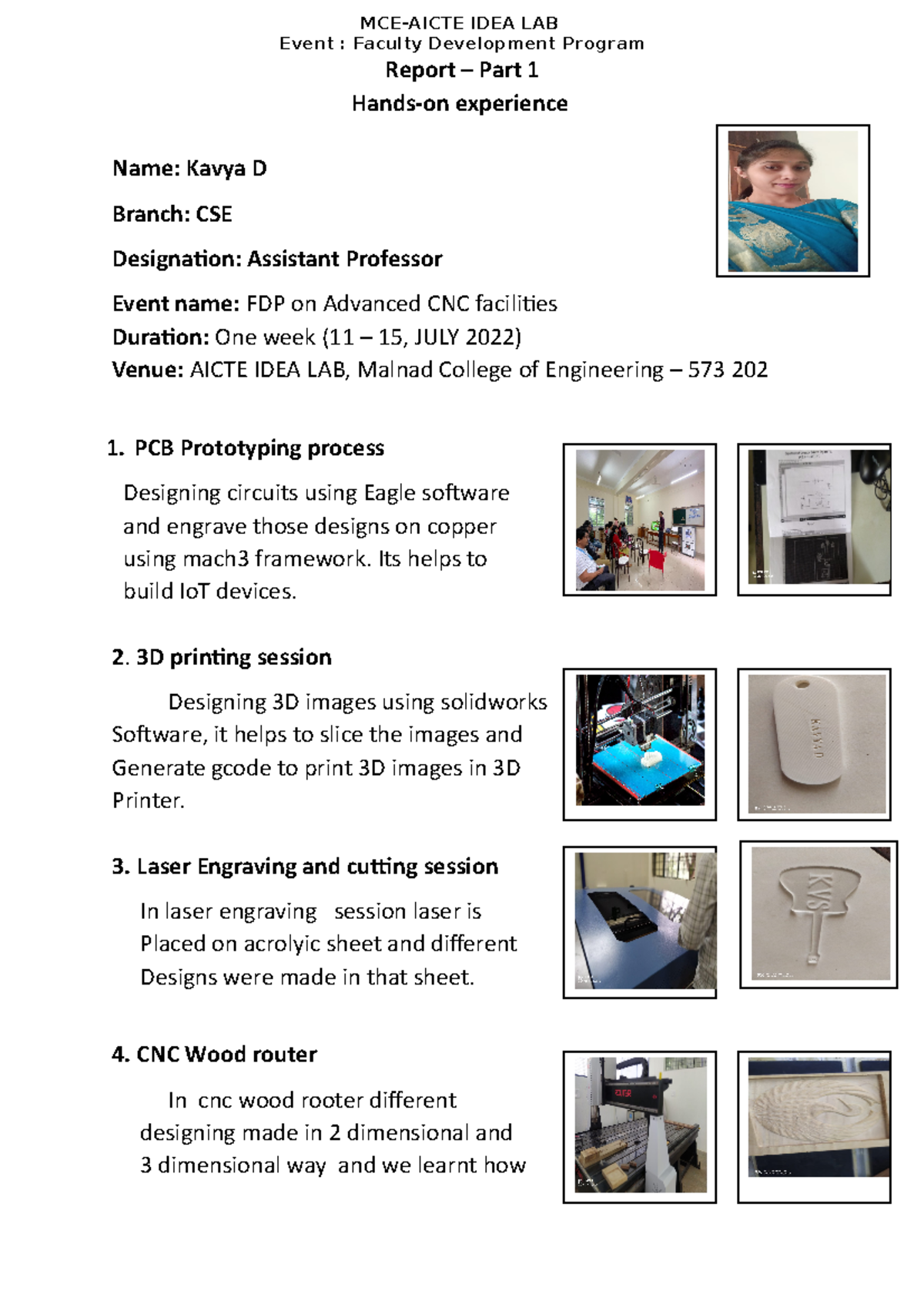 Kavya D Report A- FDP - fgjgfjfjfhjgh - MCE-AICTE IDEA LAB Event ...