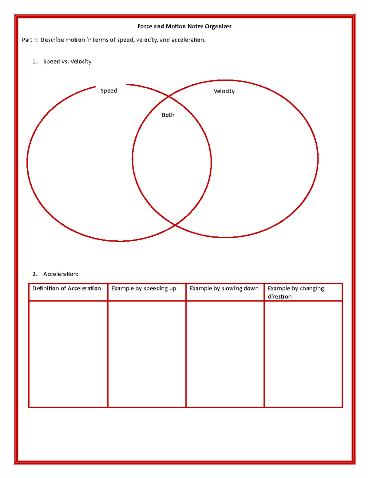 section 2 force and motion 1-7 - Force and Motion Notes Organizer Part ...