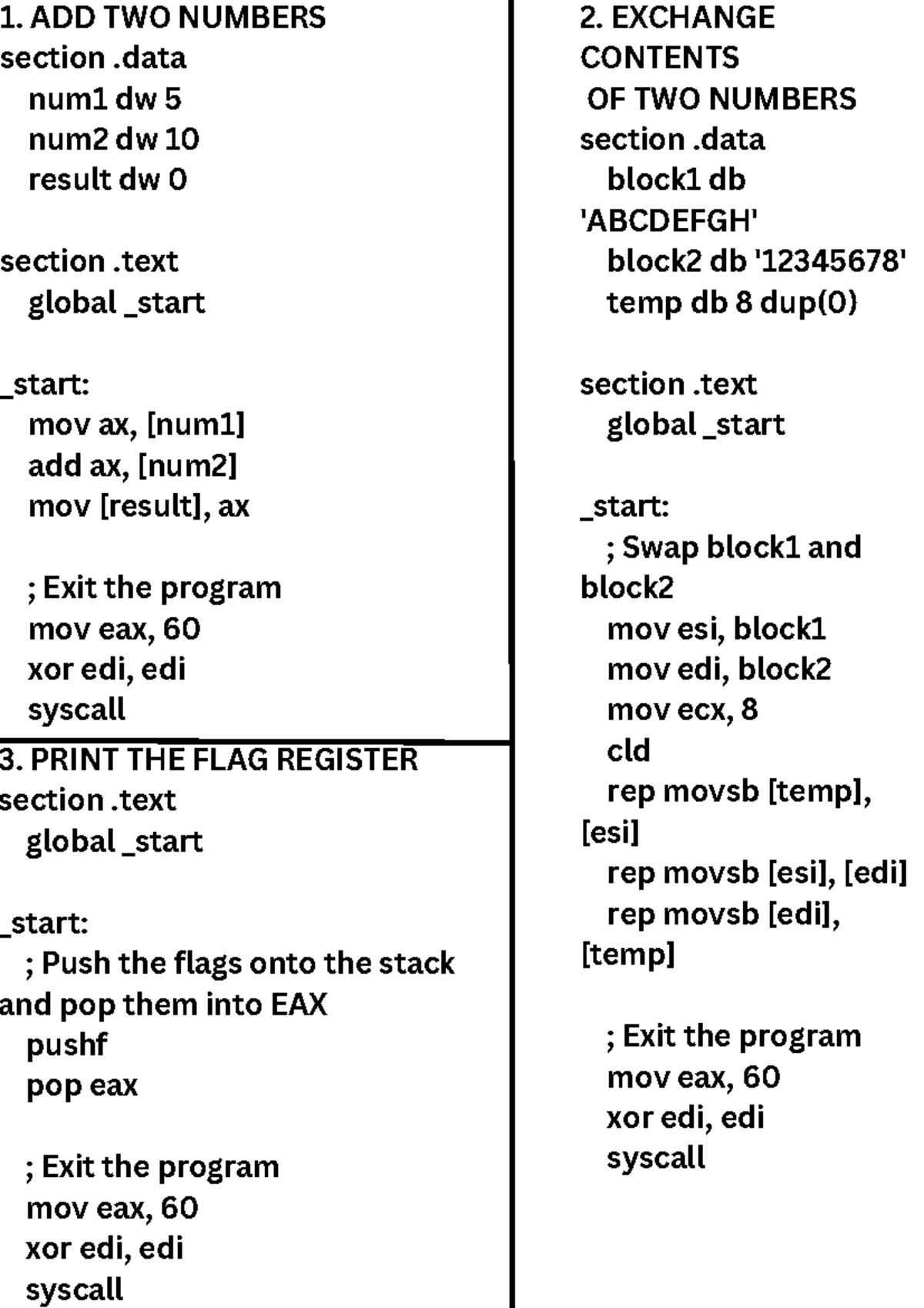 Mp Mini Microprocessor Notes 1 Add Two Numbers Section Data Num1 Dw 5 Num2 Dw 10 Result Dw