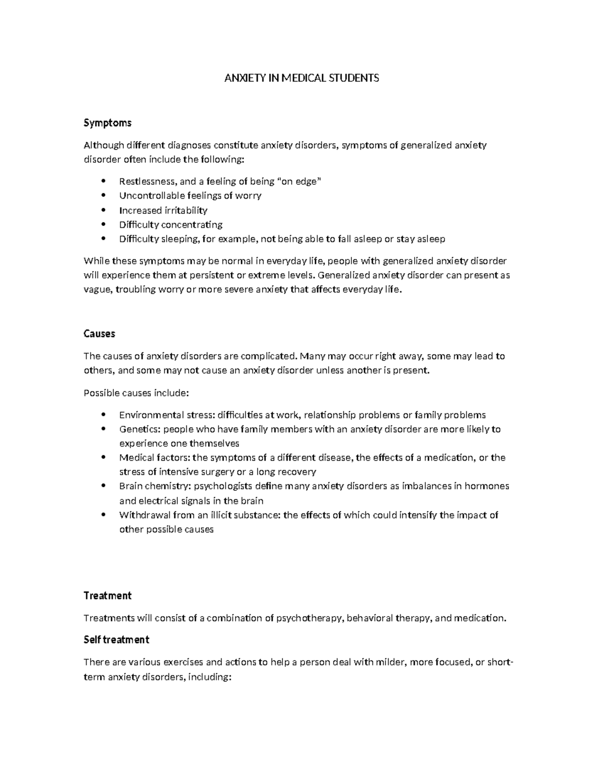 Anxiety IN Medical Students - ANXIETY IN MEDICAL STUDENTS Symptoms ...
