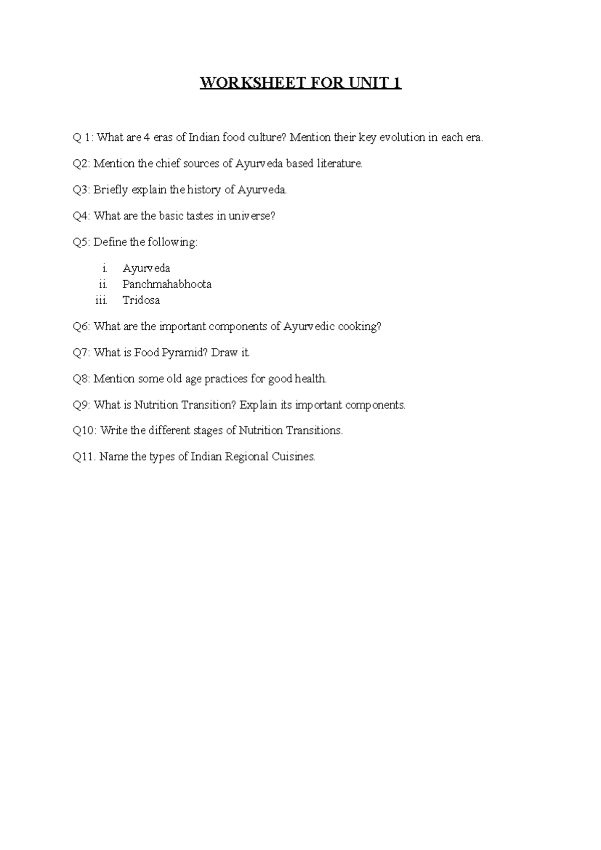 Worksheet UNIT 1 - UNIT 1 practice material for exams - WORKSHEET FOR ...