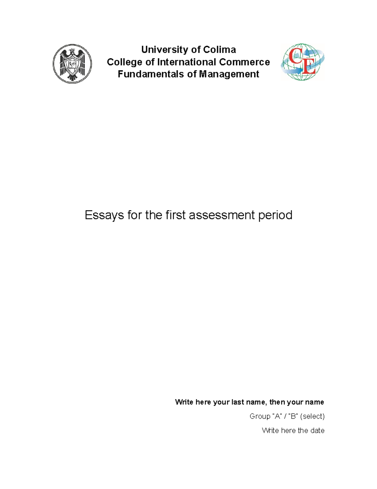 Reading report (base format for the second assesment period ...