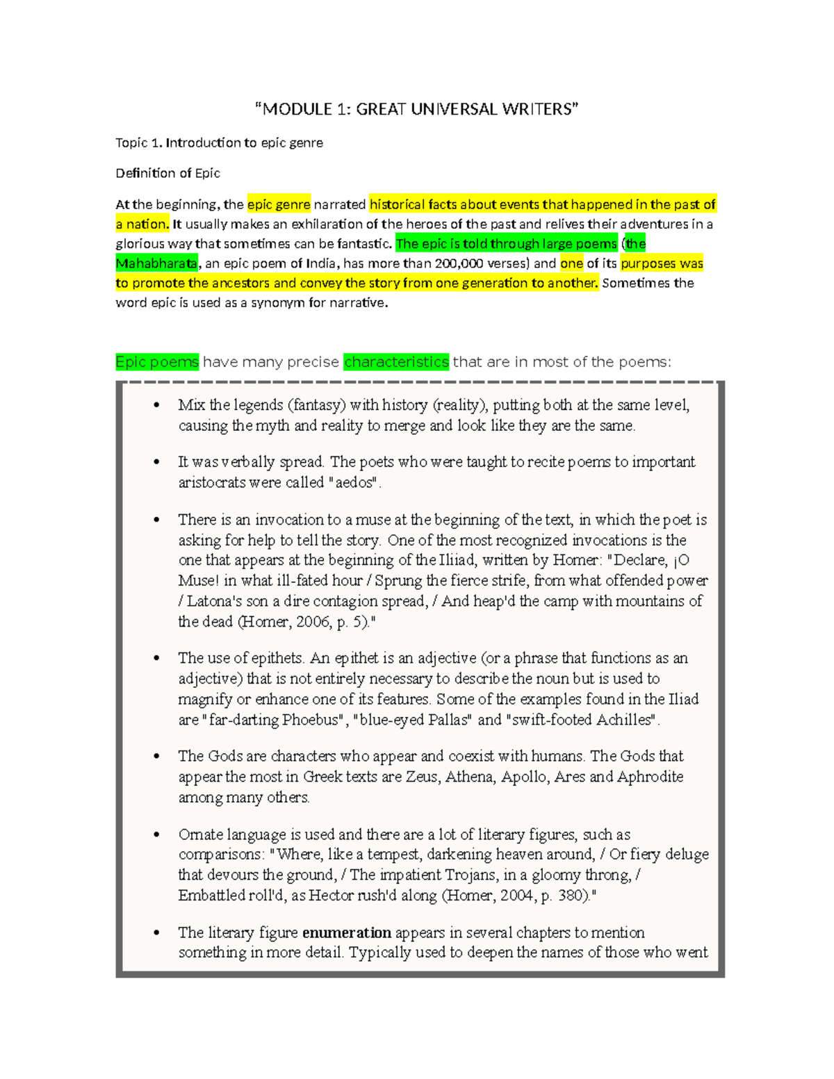 GUÍA DE Great Universal Writers - “MODULE 1: GREAT UNIVERSAL WRITERS ...