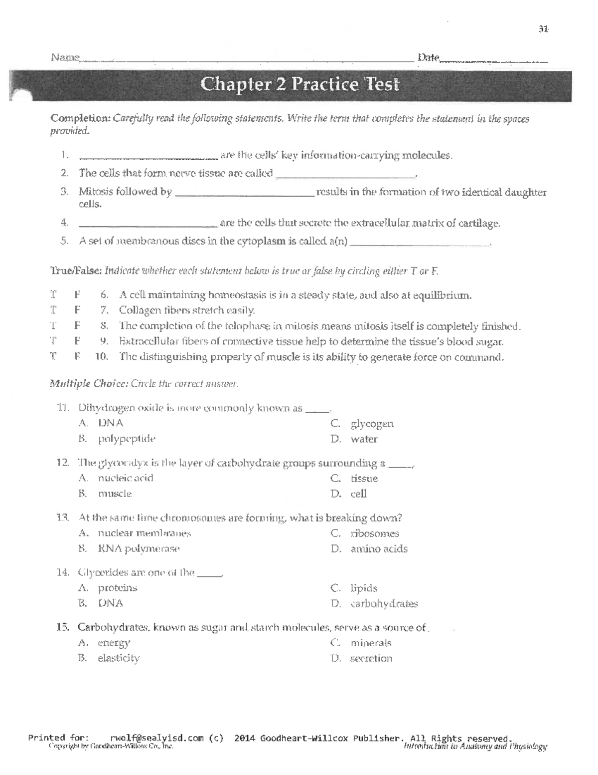 Chapter 2 Practice Test - anatomie pathologique - Studocu