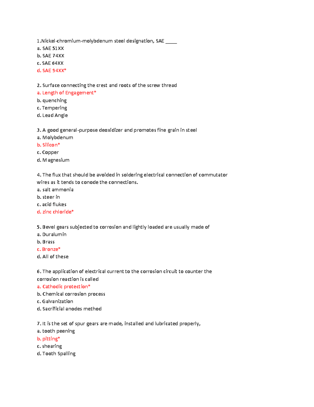 Machine Design- Multiple Choice - 1-chromium-molybdenum steel ...