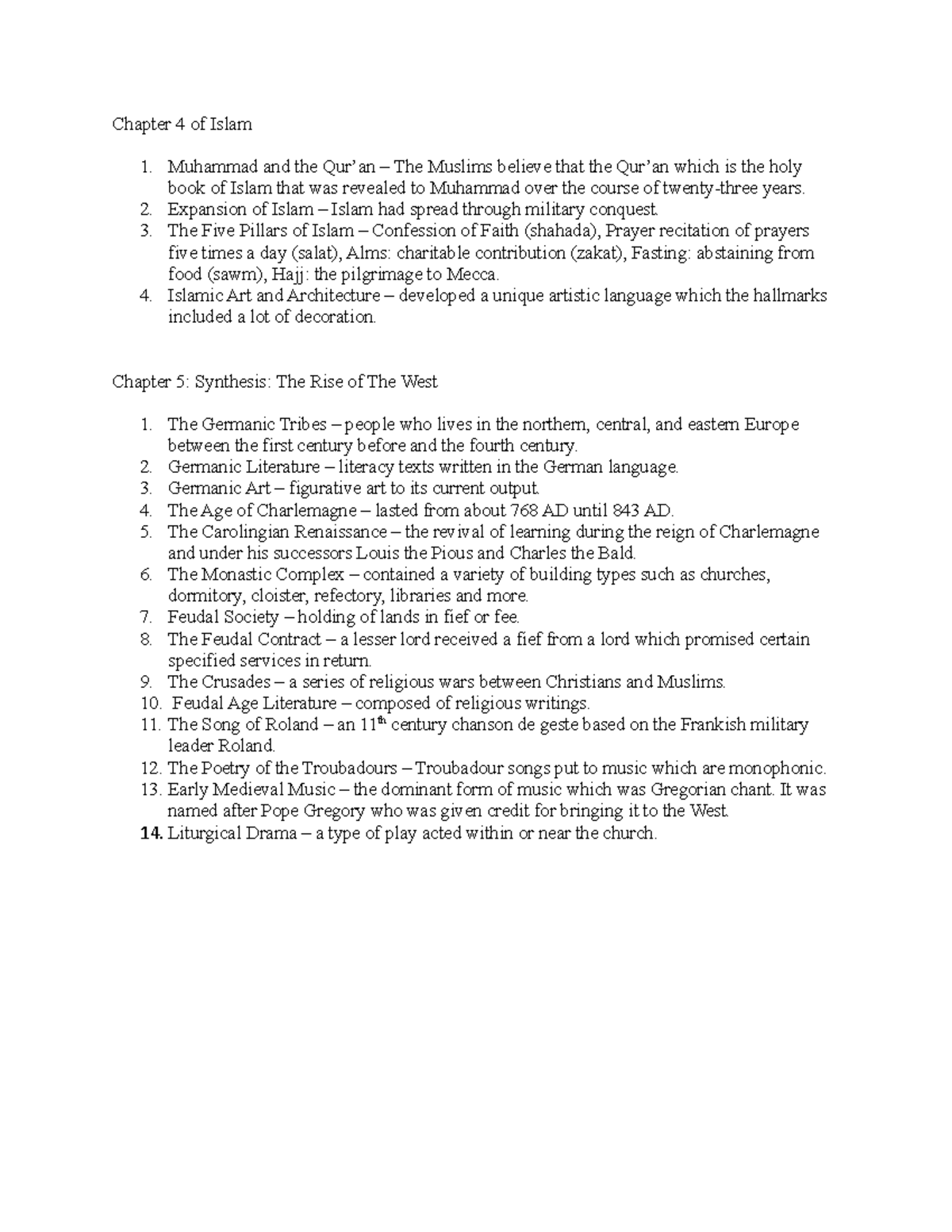 Chapter 4 of Islam - notes - Chapter 4 of Islam Muhammad and the Qur’an ...