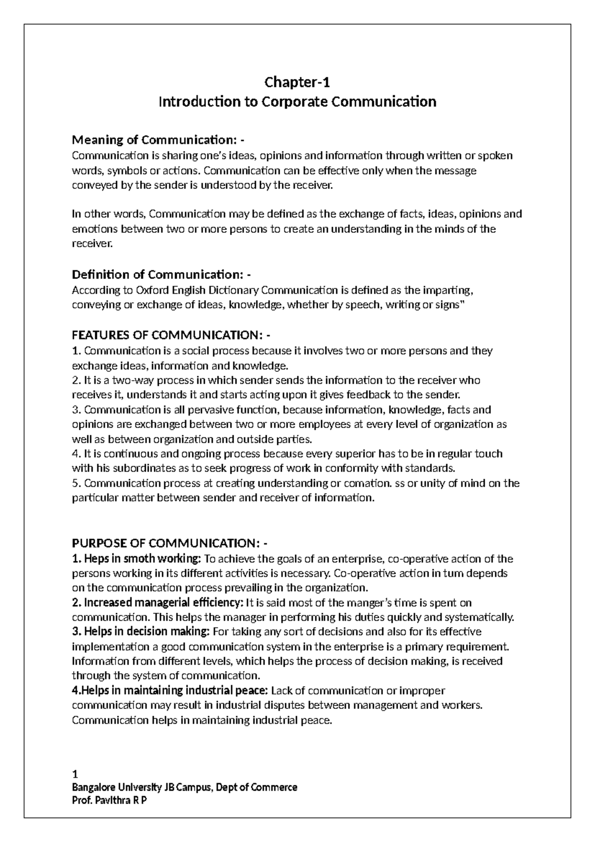 Chapter-1 CCS - Notes - Chapter- Introduction to Corporate ...