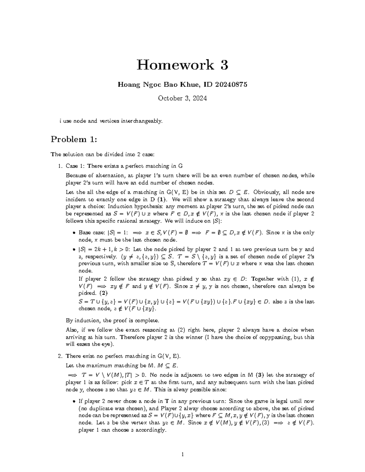 HW3 - Homework 3 - Homework 3 Hoang Ngoc Bao Khue, ID 20240875 October ...