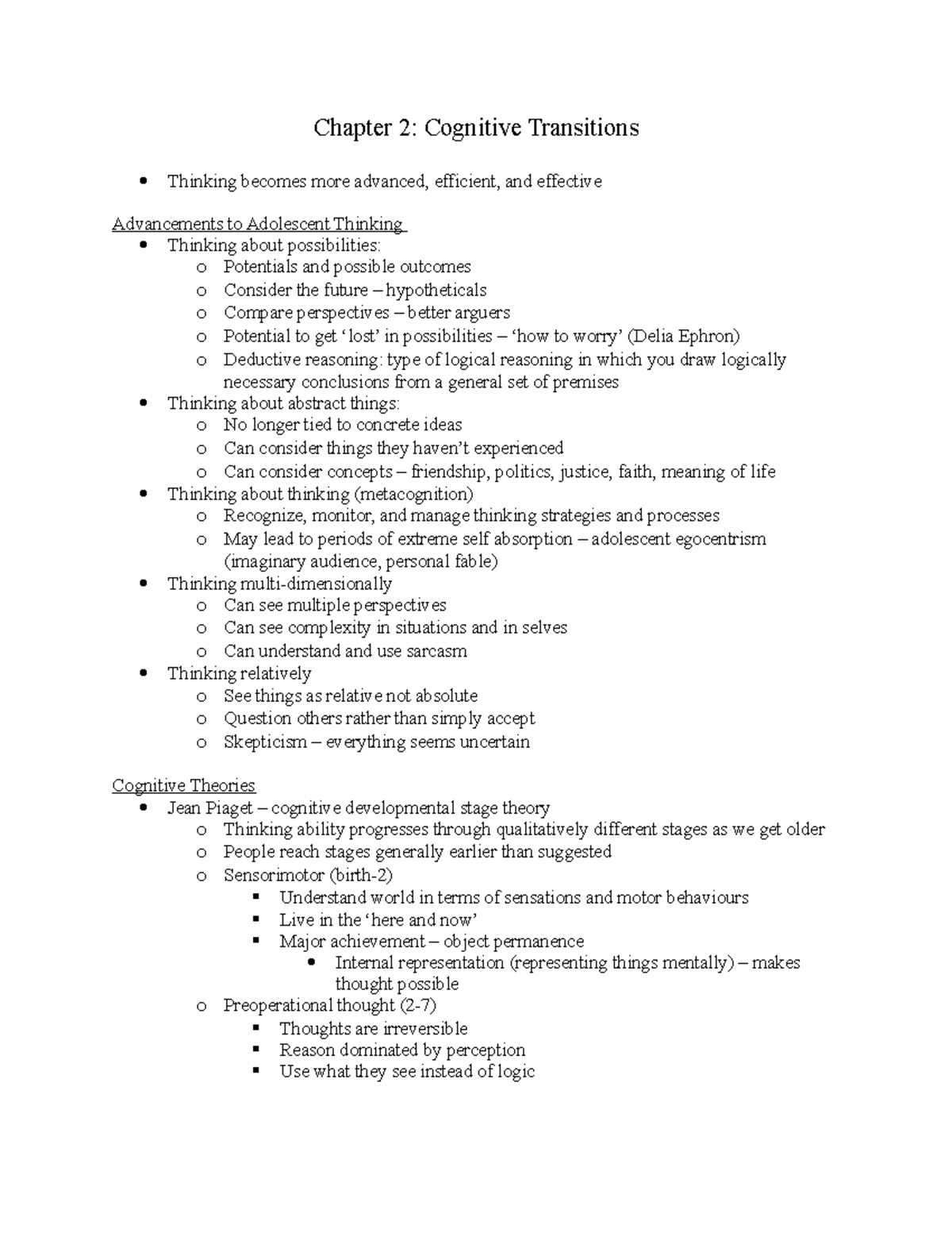Chapter 2 - Cognitive Transitions - Chapter 2: Cognitive Transitions ...