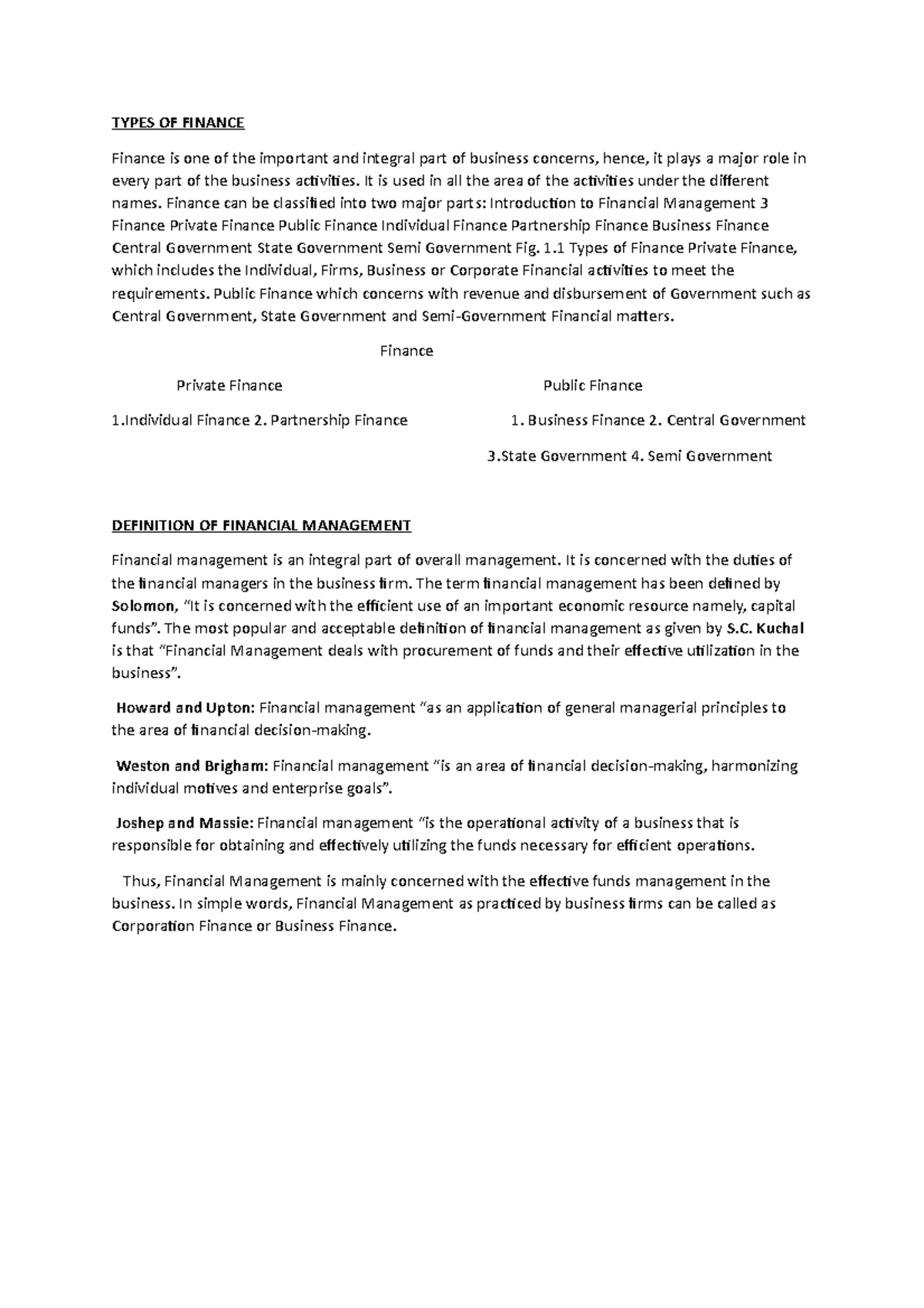 Types Defenition of Finance - TYPES OF FINANCE Finance is one of the ...