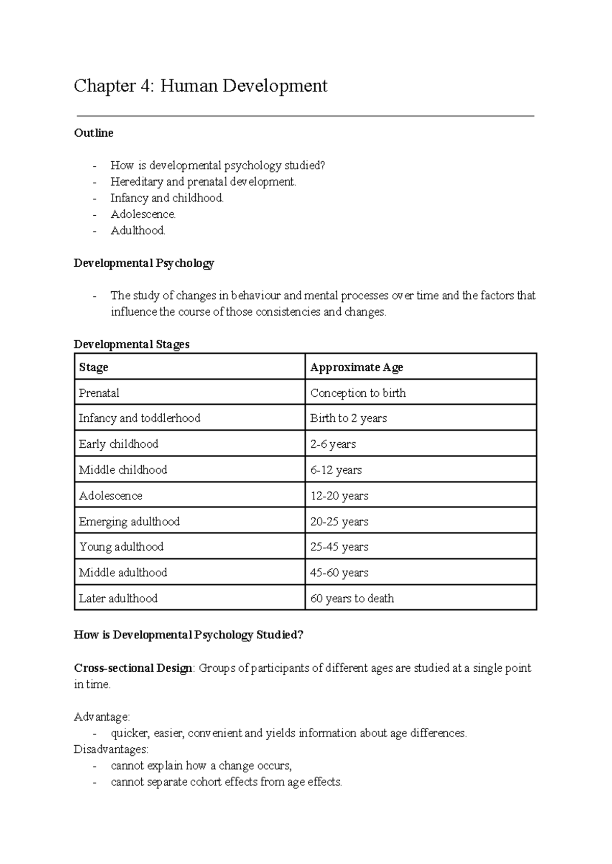 Chapter 4 Human Development - Chapter 4: Human Development Outline - How is developmental ...