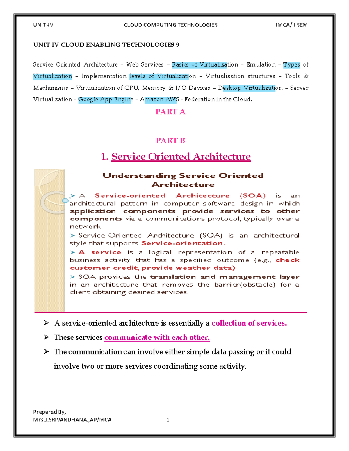 UNIT IV MC4203 CC DOC - ..master of computer application - Prepared By, UNIT IV CLOUD ENABLING ...
