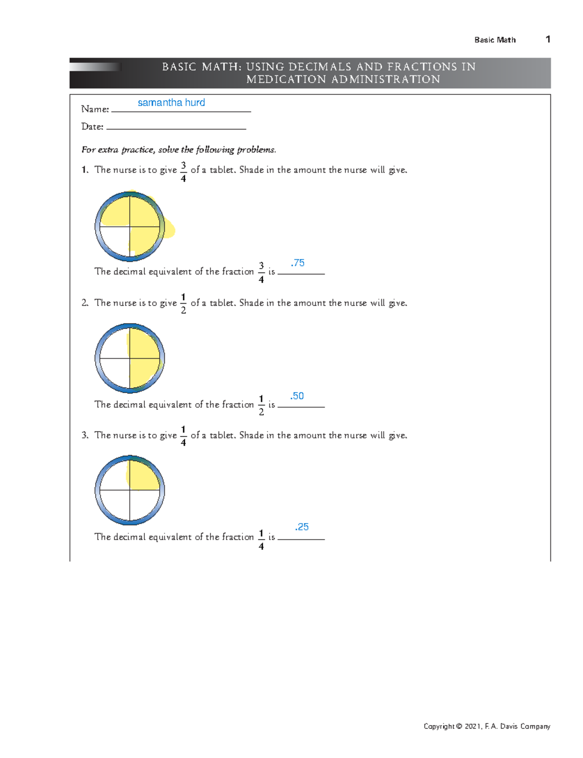Basic-Math-Using-decimals-and-fractions week1 - Basic Math 1 Copyright ...