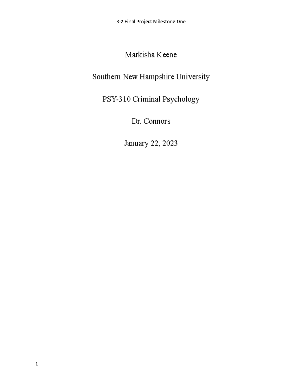 3 2 Final Project Milestone One - Markisha Keene Southern New Hampshire ...