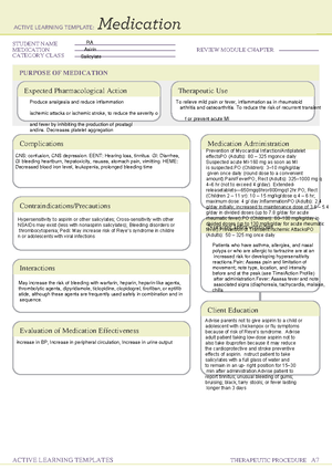 Medication form (12) - STUDENT NAME MEDICATION REVIEW MODULE CHAPTER ...