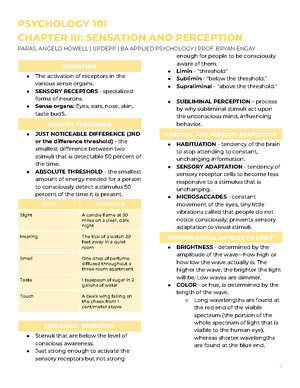[Psych 101] Notes - PSYCH 101 NOTES PSYCHOLOGY IN ACTION: Secrets for ...