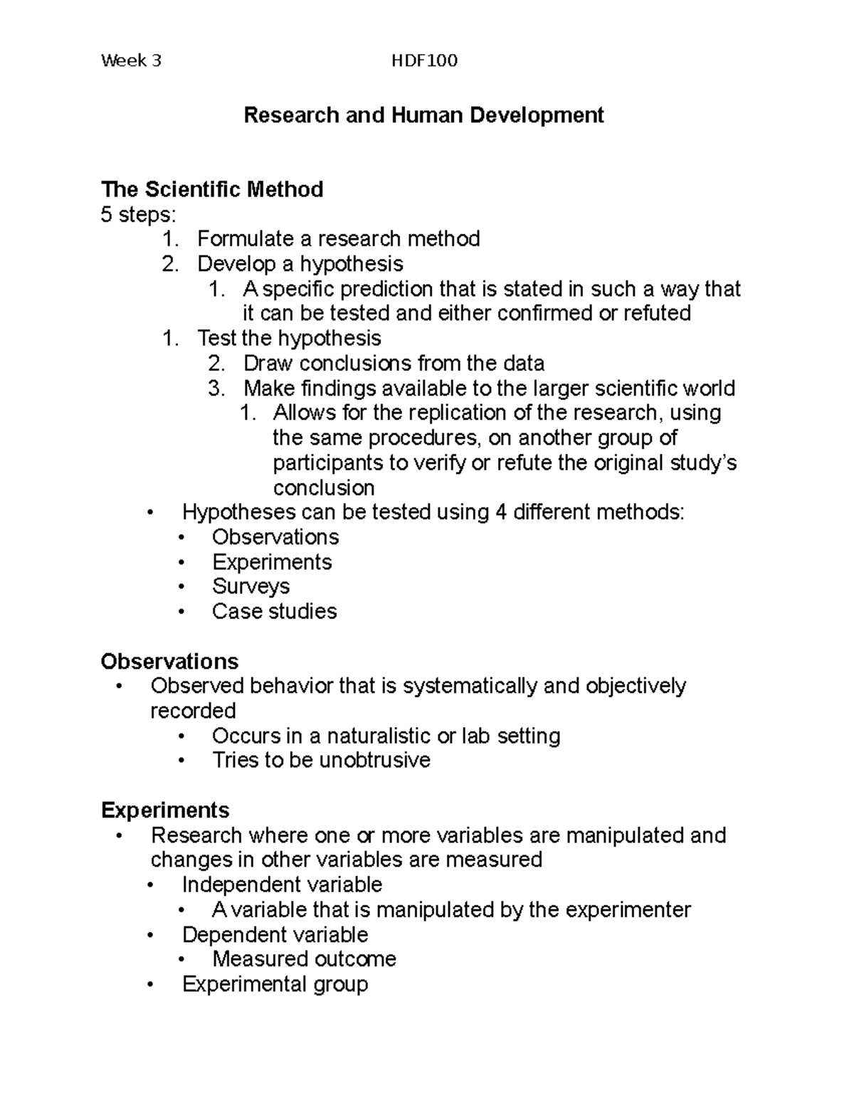 Research and Human Development - Week 3 HDF Research and Human ...