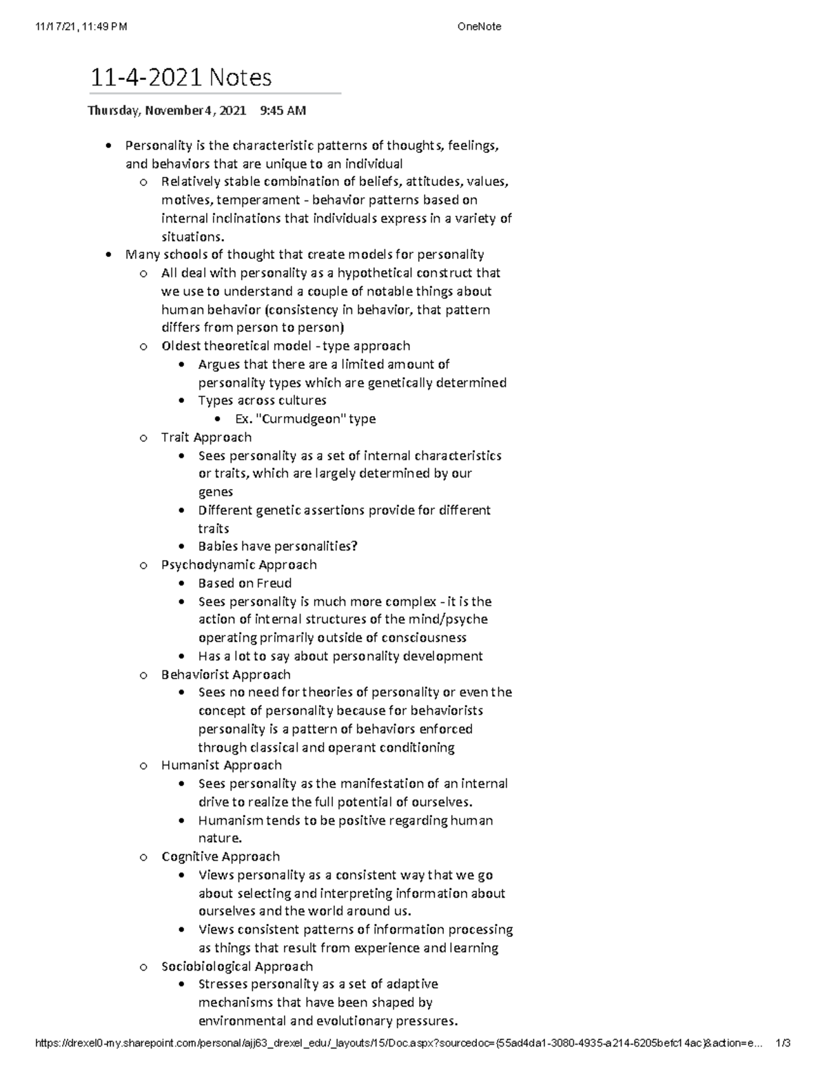 Psych lec 8 - Lecture notes 8 - 11/17/21, 11:49 PM OneNote - Studocu