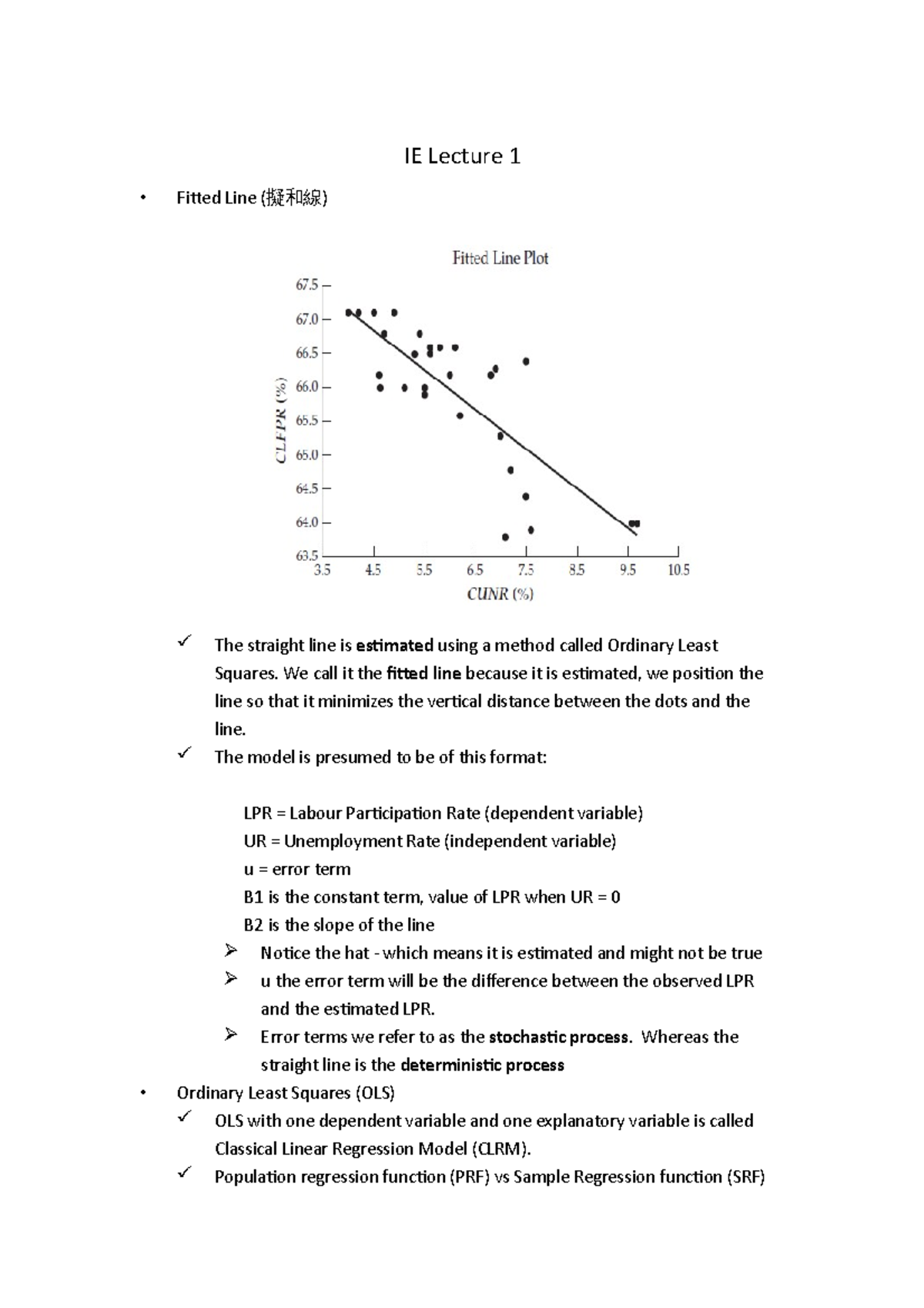 IE Lecture 1 - We call it the fitted line because it is estimated, we ...