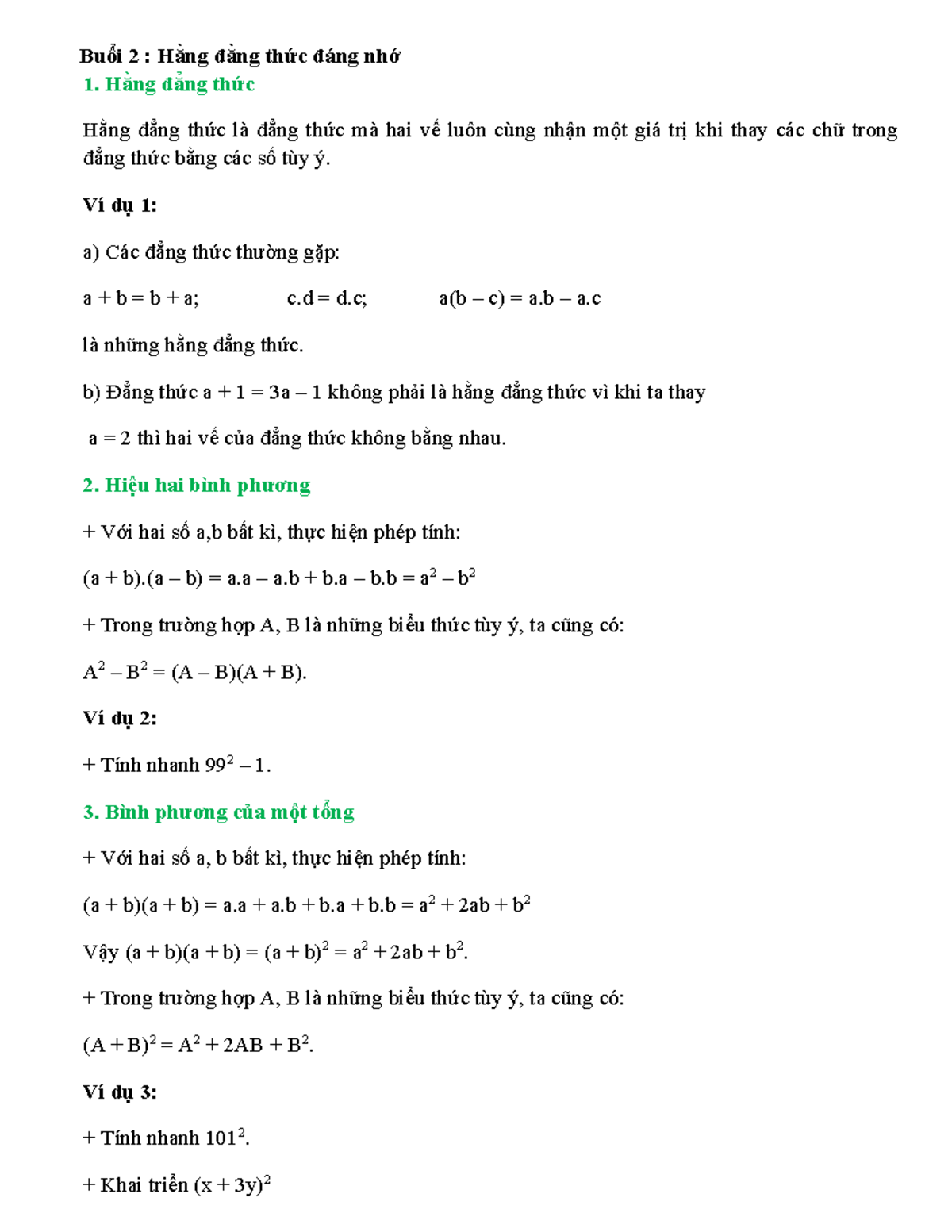 Nhung-hang-dang-thuc-dang-nho-so-123 - Buổi 2 : Hằng đằng thức đáng nhớ 1. Hằng đẳng thức Hằng ...