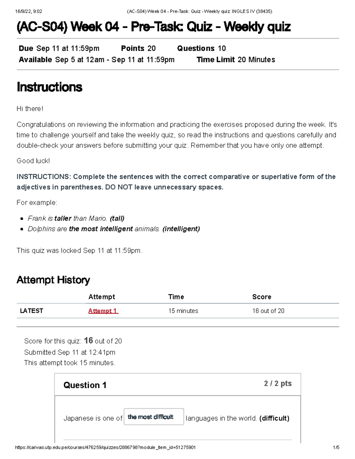 (AC-S04) Week 04 - Pre-Task Quiz - Weekly quiz Ingles IV - (AC-S04 ...