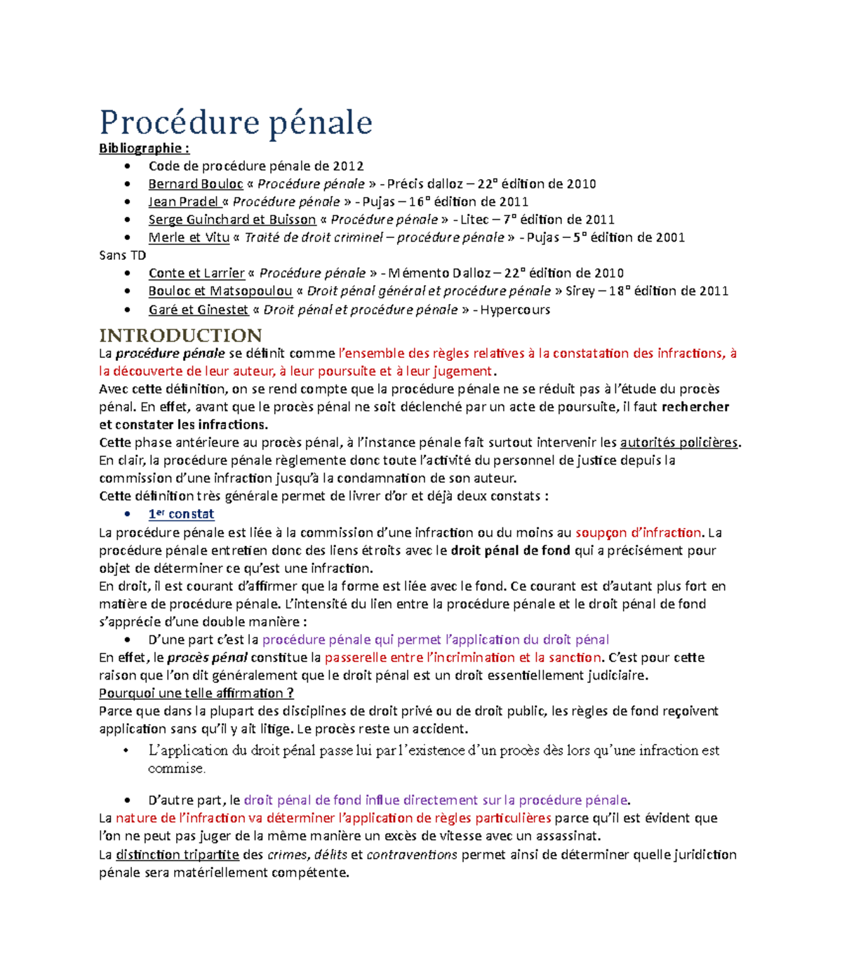 Titre 1 - Procédure pénale - Les sources et principes - Procédure ...