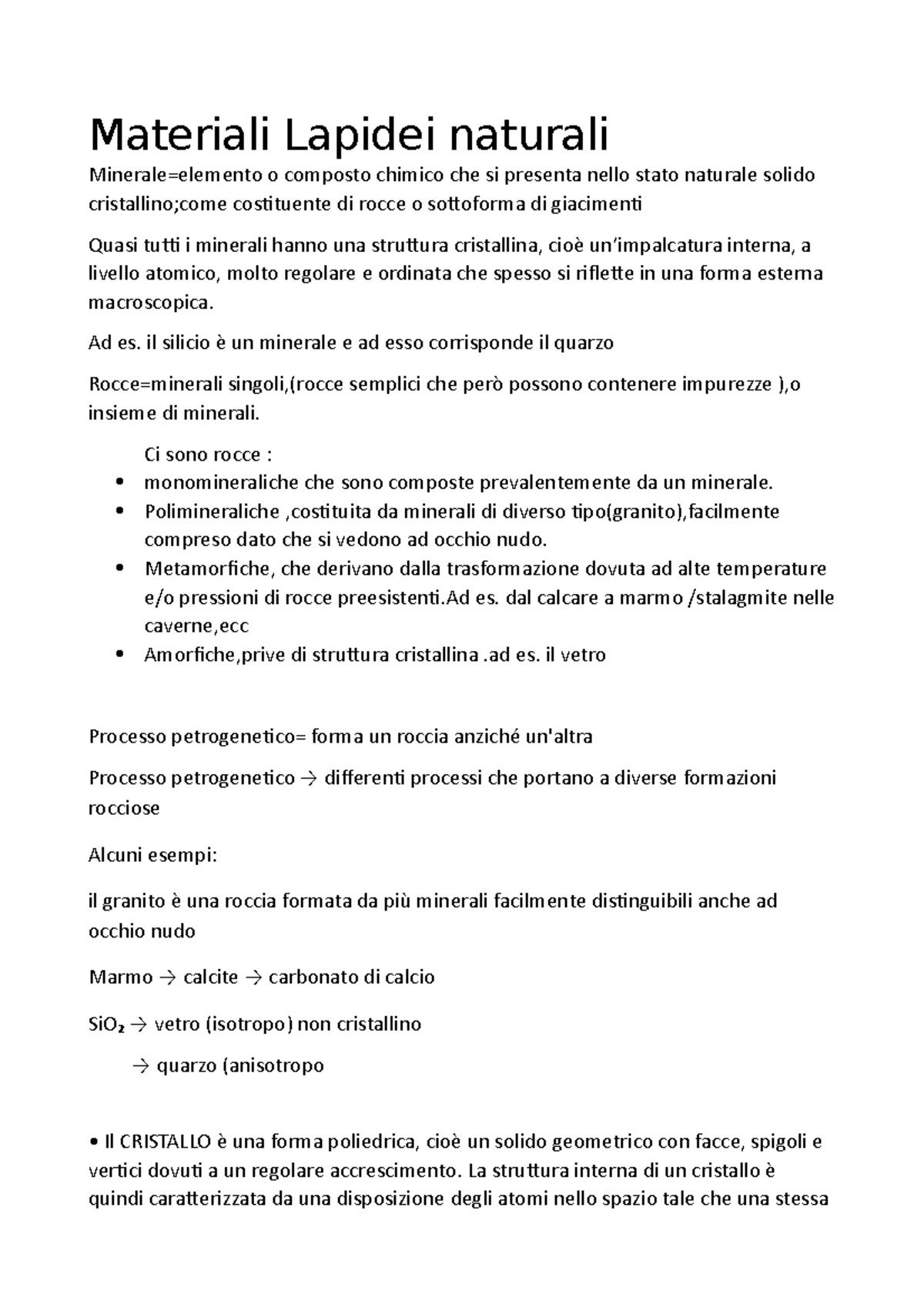 Materiali Lapidei naturali 1 e 2 - Materiali Lapidei naturali Minerale ...