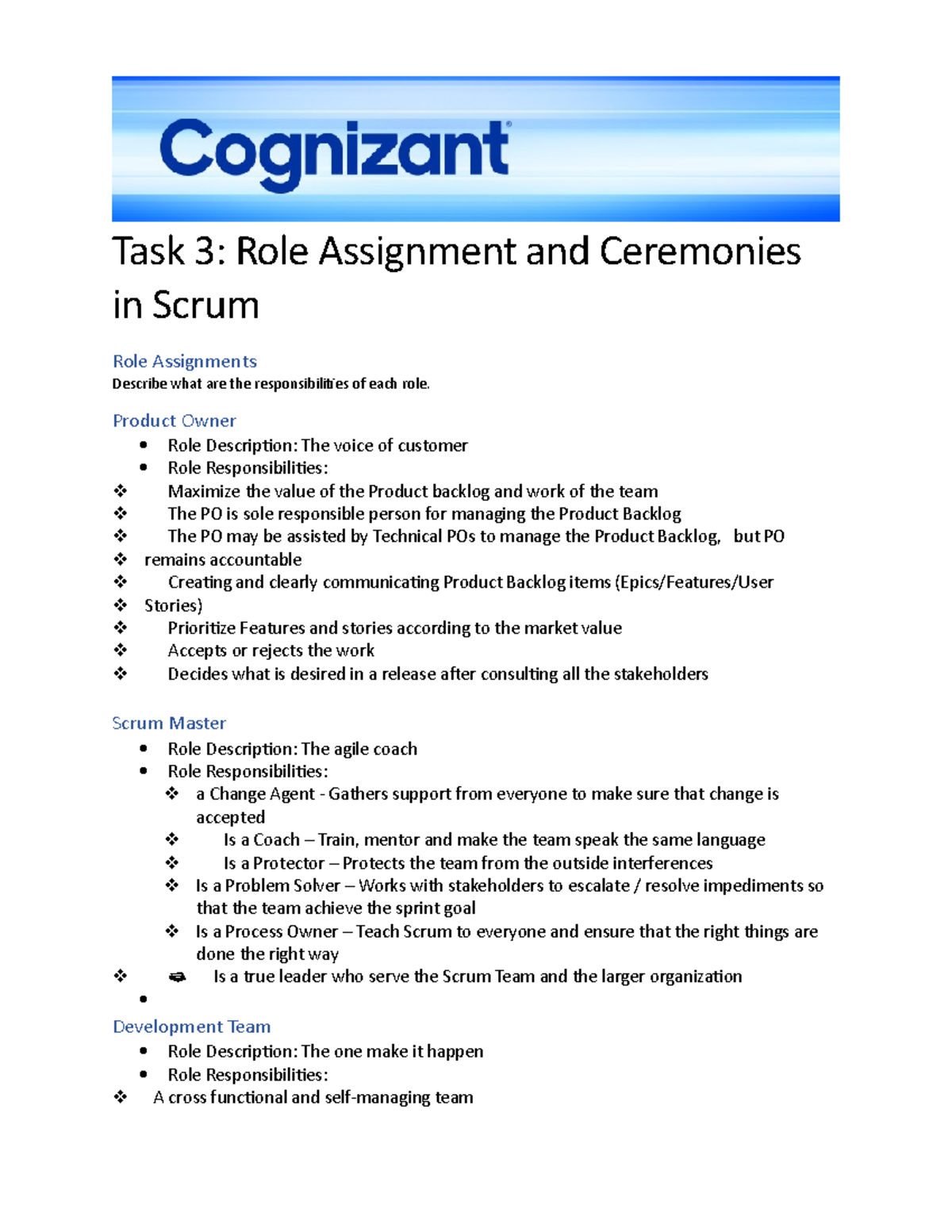 Task 3 Deliverable Template C - Task 3: Role Assignment and Ceremonies ...