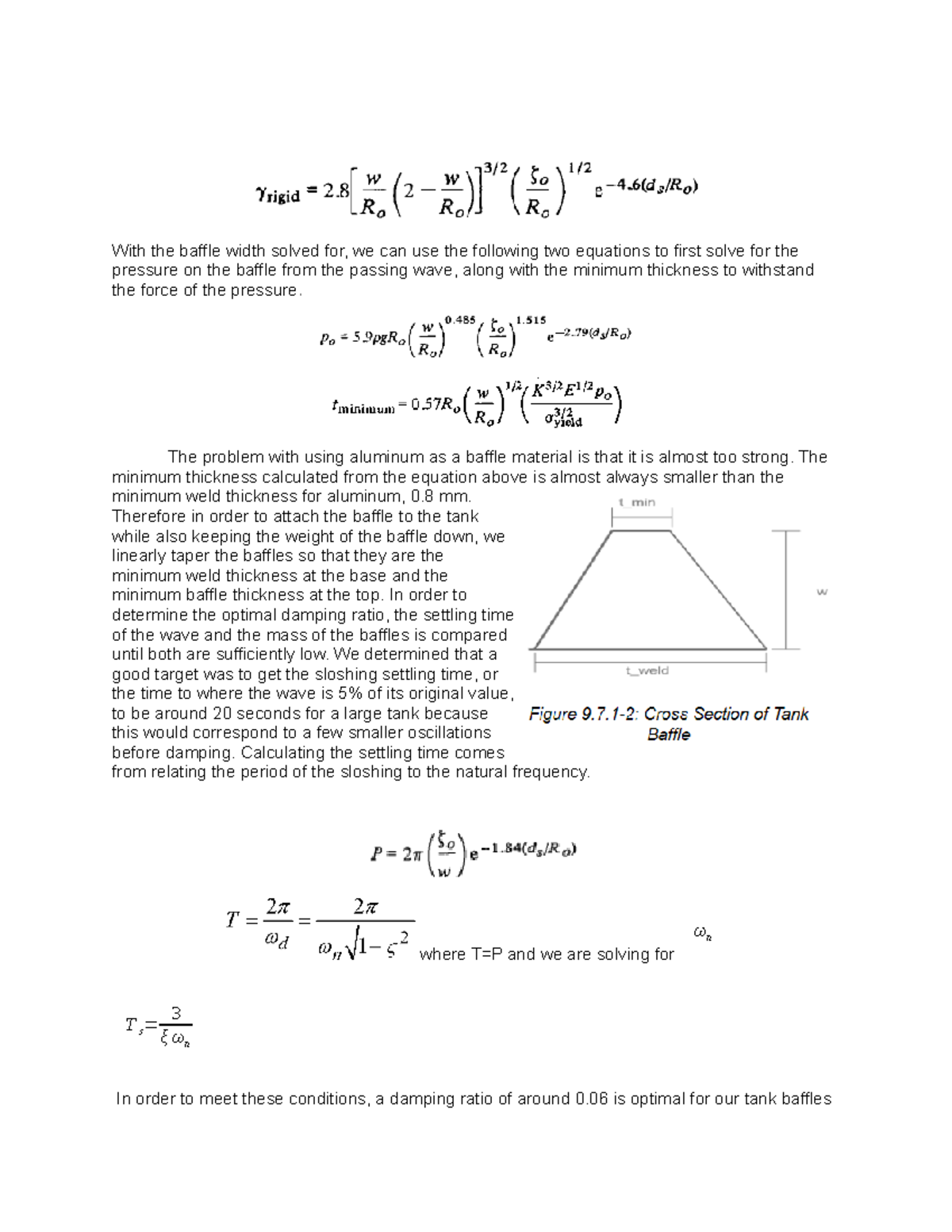 Final Report Part 220 - With the baffle width solved for, we can use ...