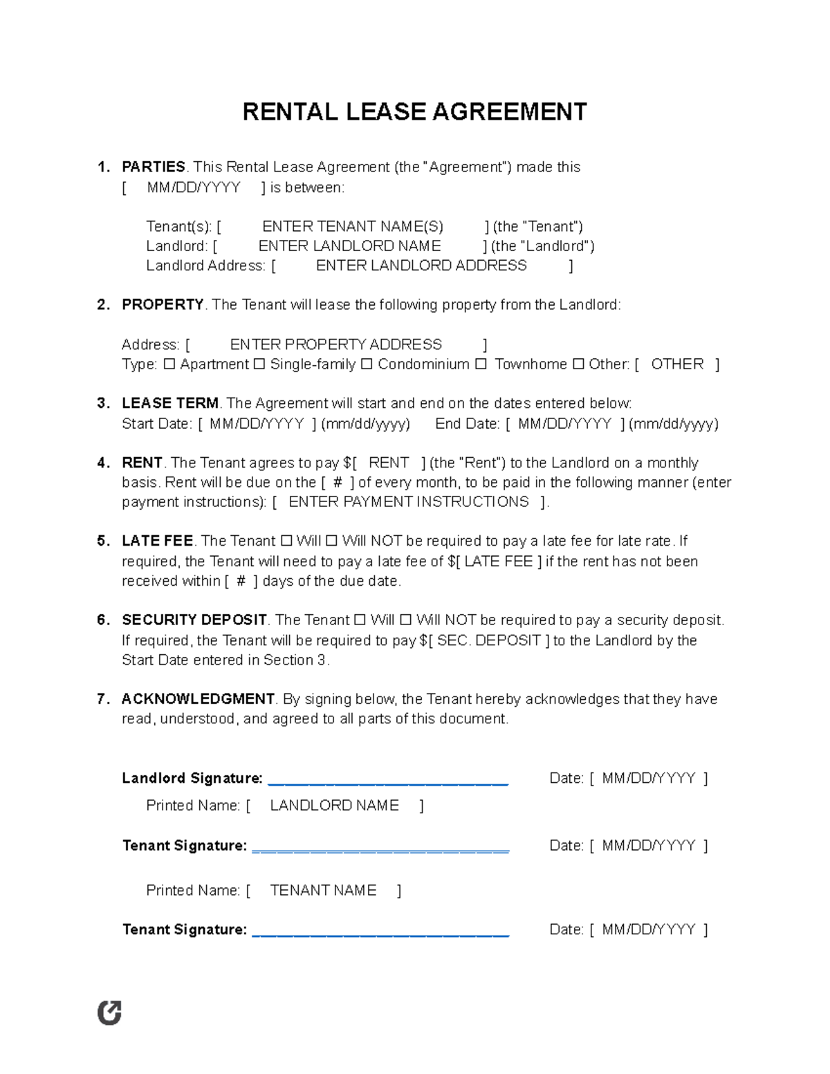 Simple-1-Page-Lease-Agreement - RENTAL LEASE AGREEMENT PARTIES. This ...
