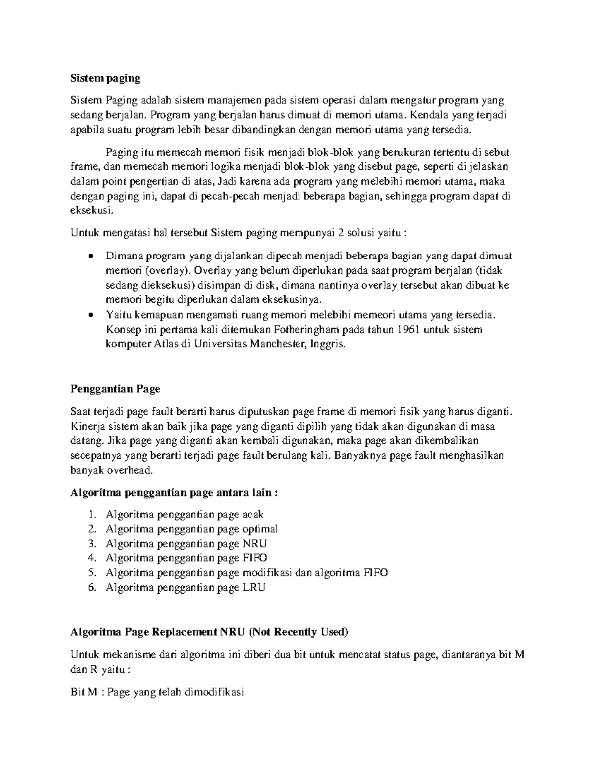 Sistem paging - Sistem paging Sistem Paging adalah sistem manajemen pada sistem operasi dalam ...