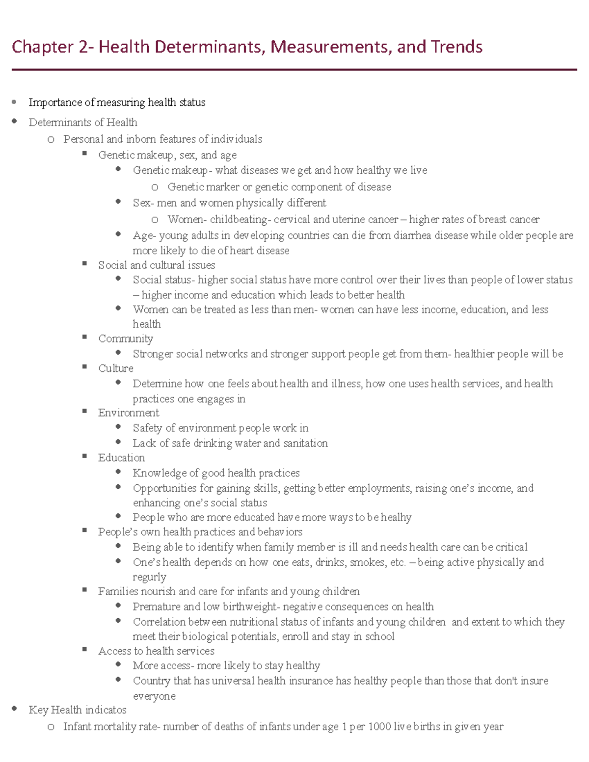 Chapter 2 - Salter - Chapter 2- Health Determinants, Measurements, and ...