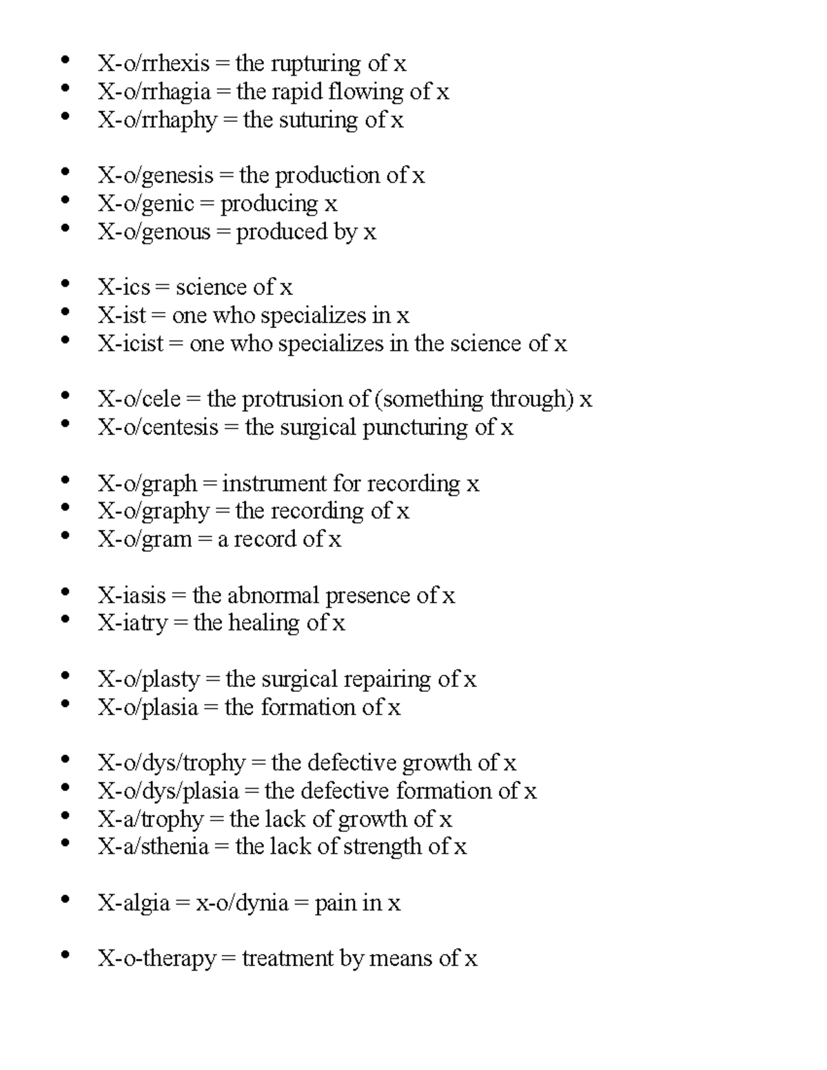 Test 1 Hints - Very helpful to ease test 1 :) - X-o/rrhexis = the ...