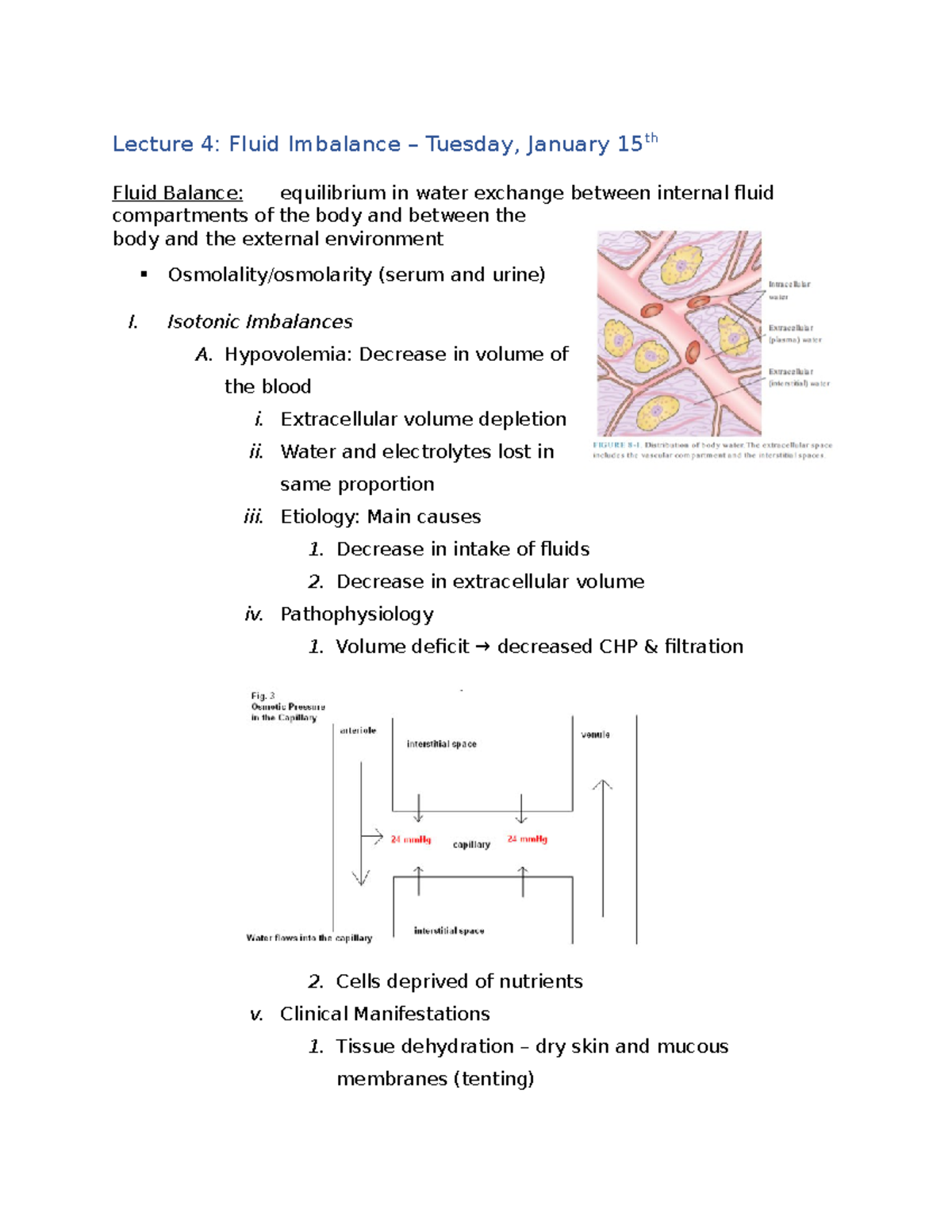 Lecture 4 - Fluid Imbalance - (serum and urine) Isotonic Imbalances A ...
