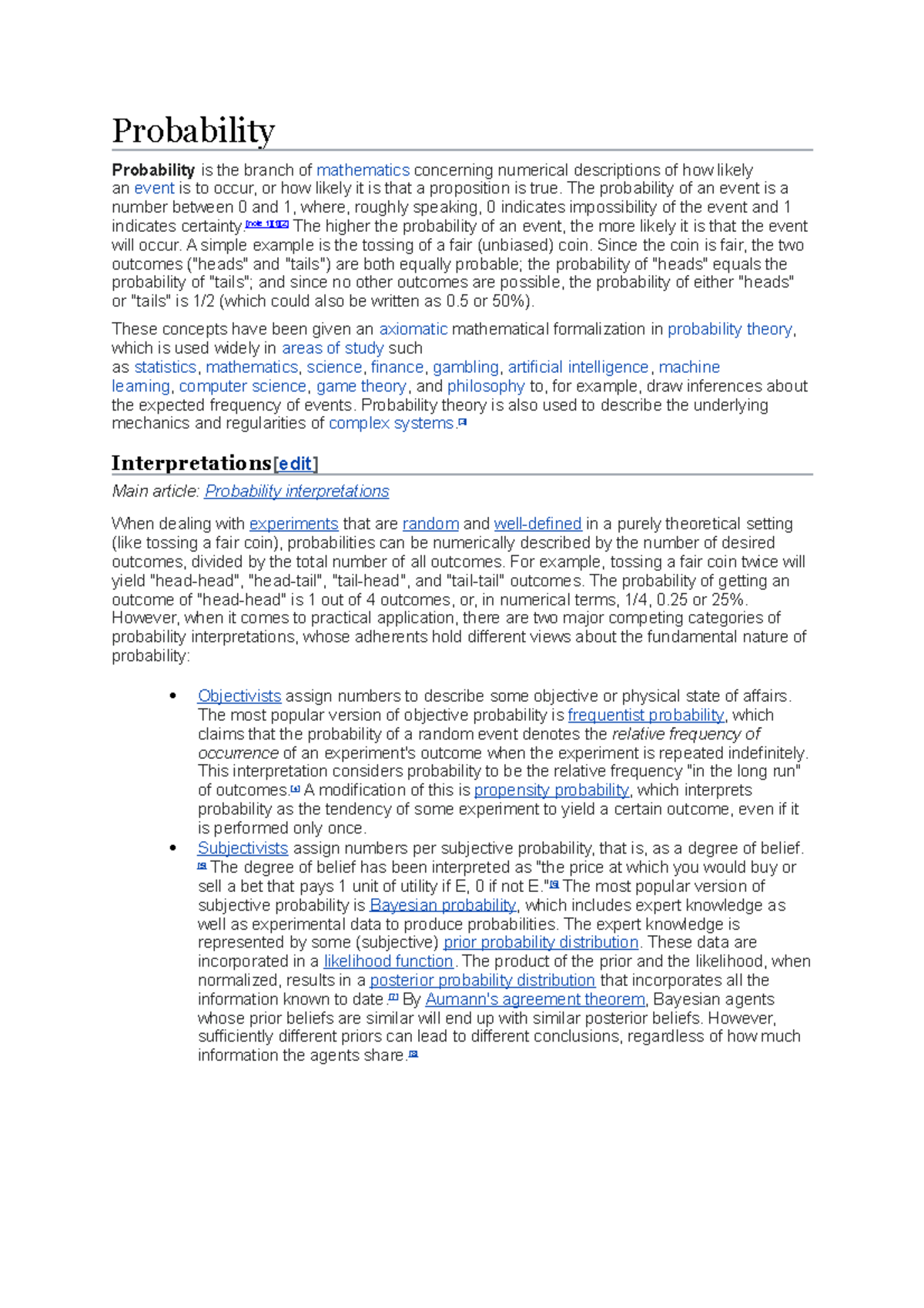 Probability - Lecture notes 1 - Probability Probability is the branch ...