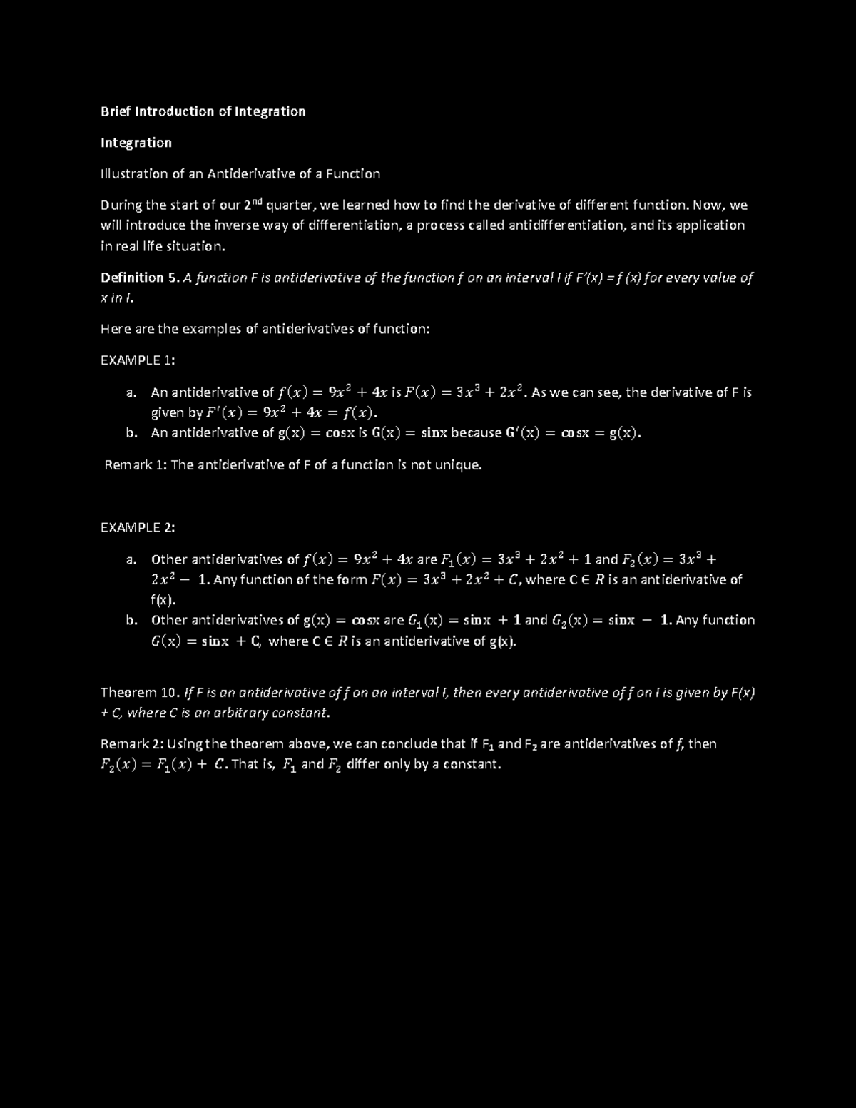 Brief Introduction of Integration - Brief Introduction of Integration ...