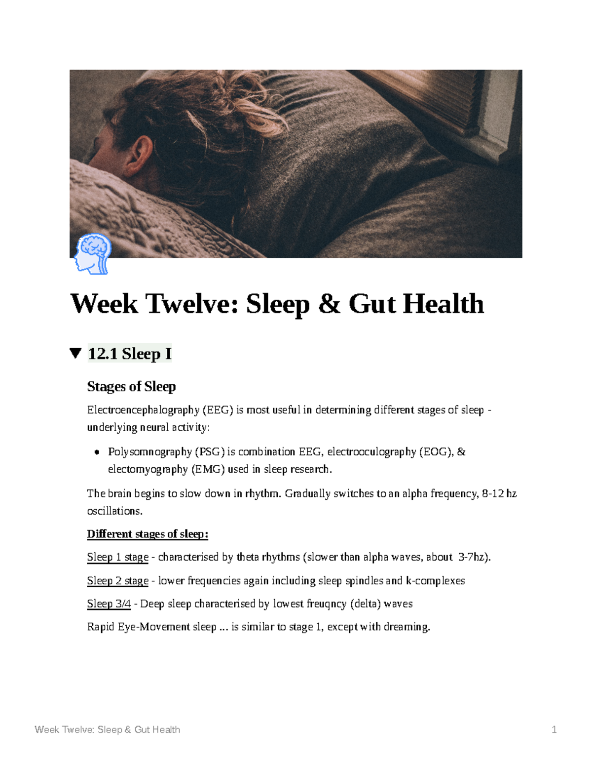 Sleep & Gut Health - PSYU9A4 - Stirling - Studocu