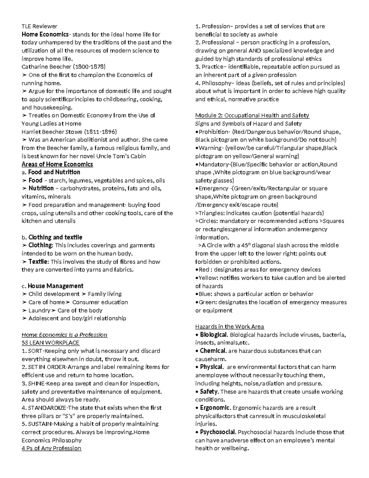 Inbound 3949366555393182205 - TLE Reviewer Home Economics- stands for ...