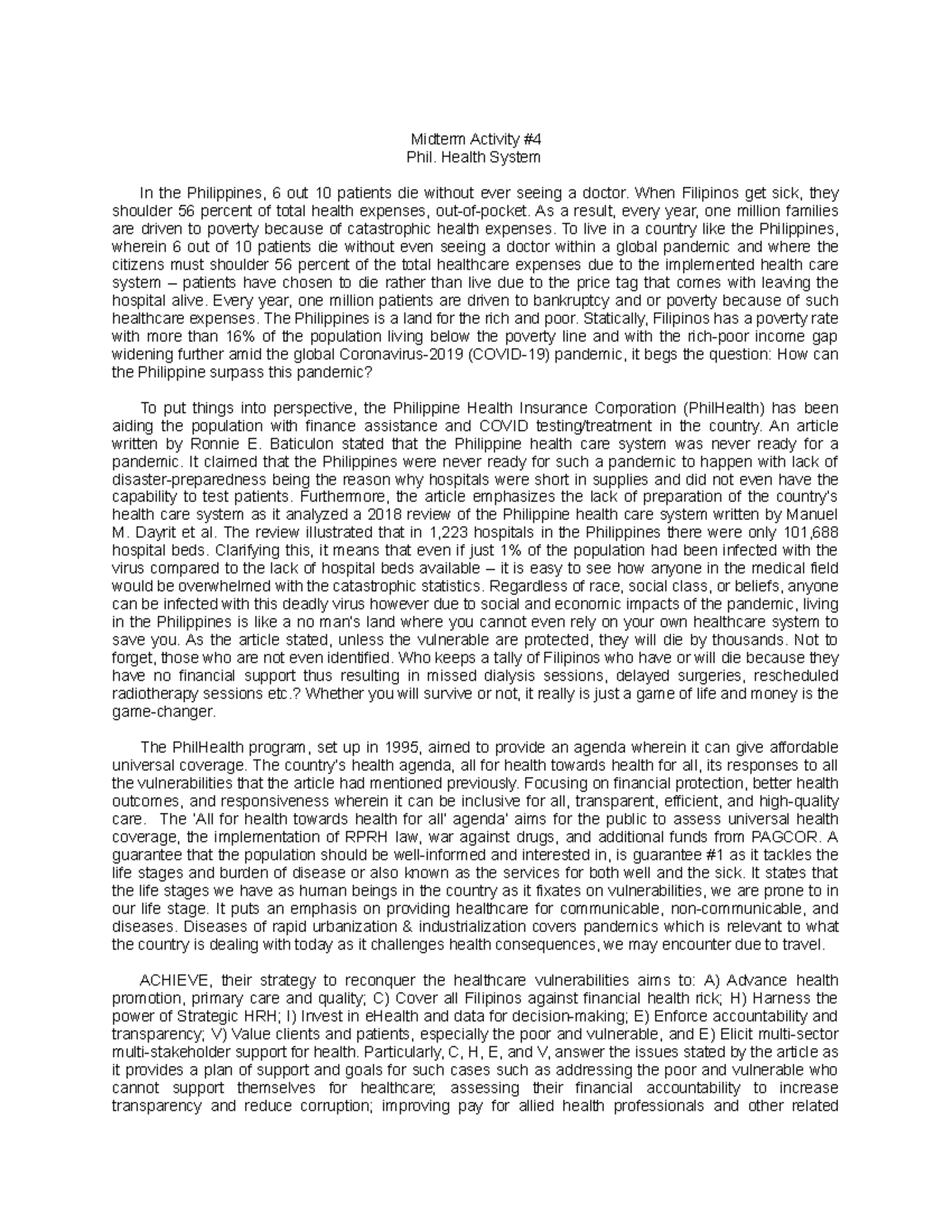 [CWTS-LTS-ROTC] NSTP Midterm Act.4 - Phil. Health System - Civic ...