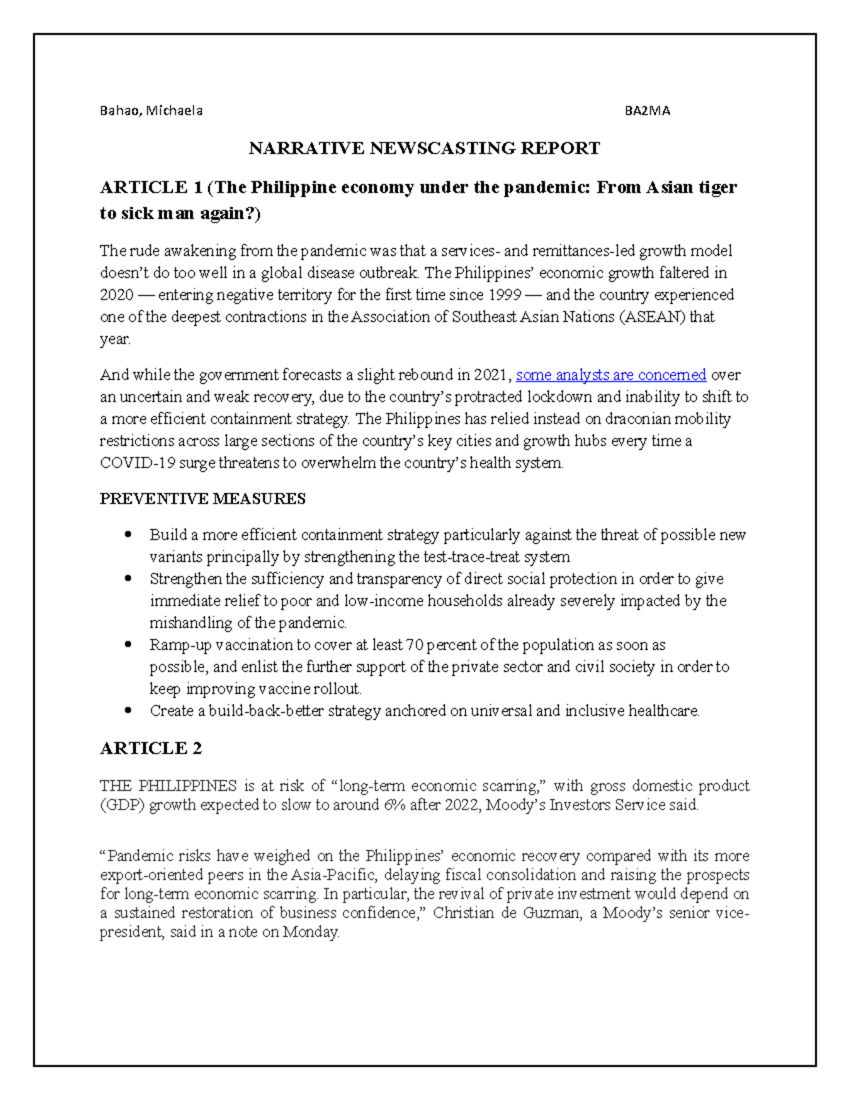 economic issues the Philippines are facing - Bahao, Michaela BA2MA ...