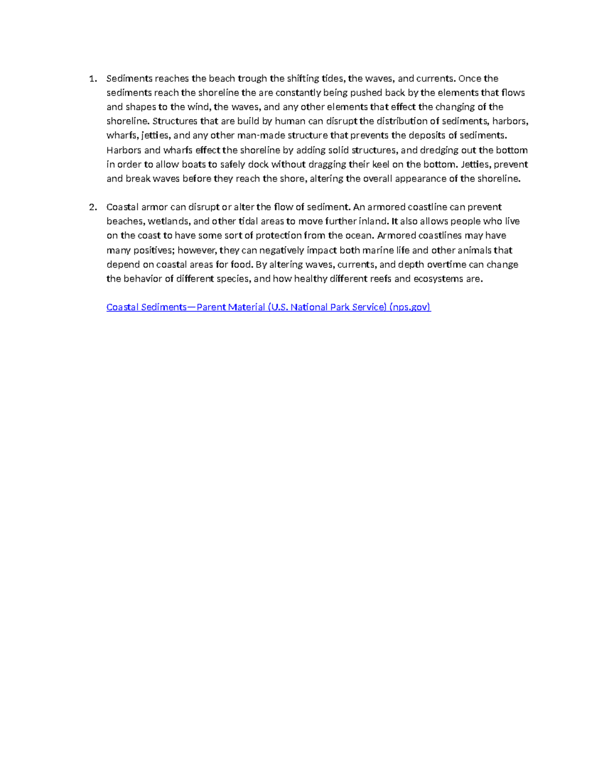 Oceanography Module 7 - Sediments reaches the beach trough the shifting ...