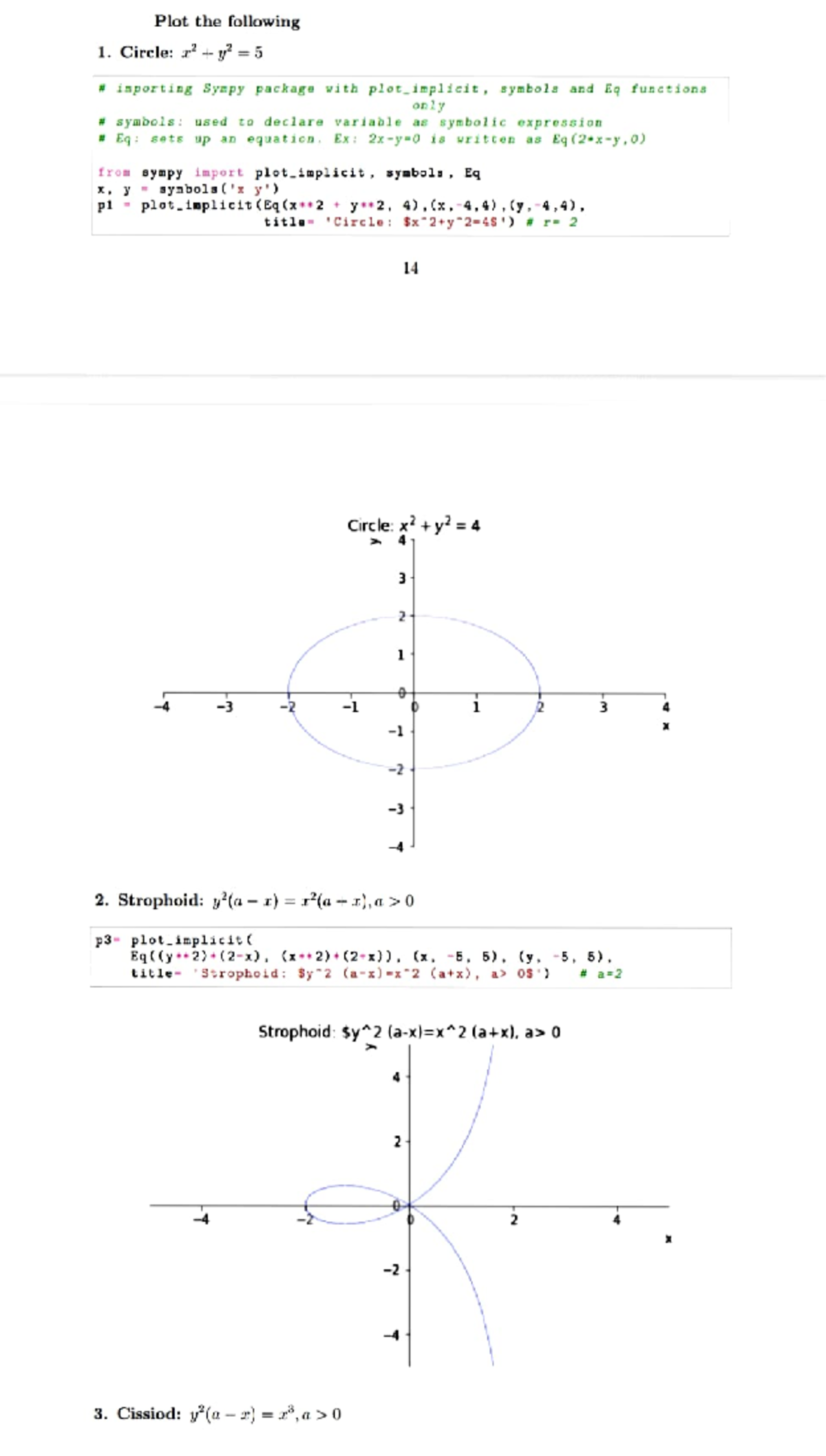 LAB 4-2D plots of Cartesian and polar curves - Plot the following ...