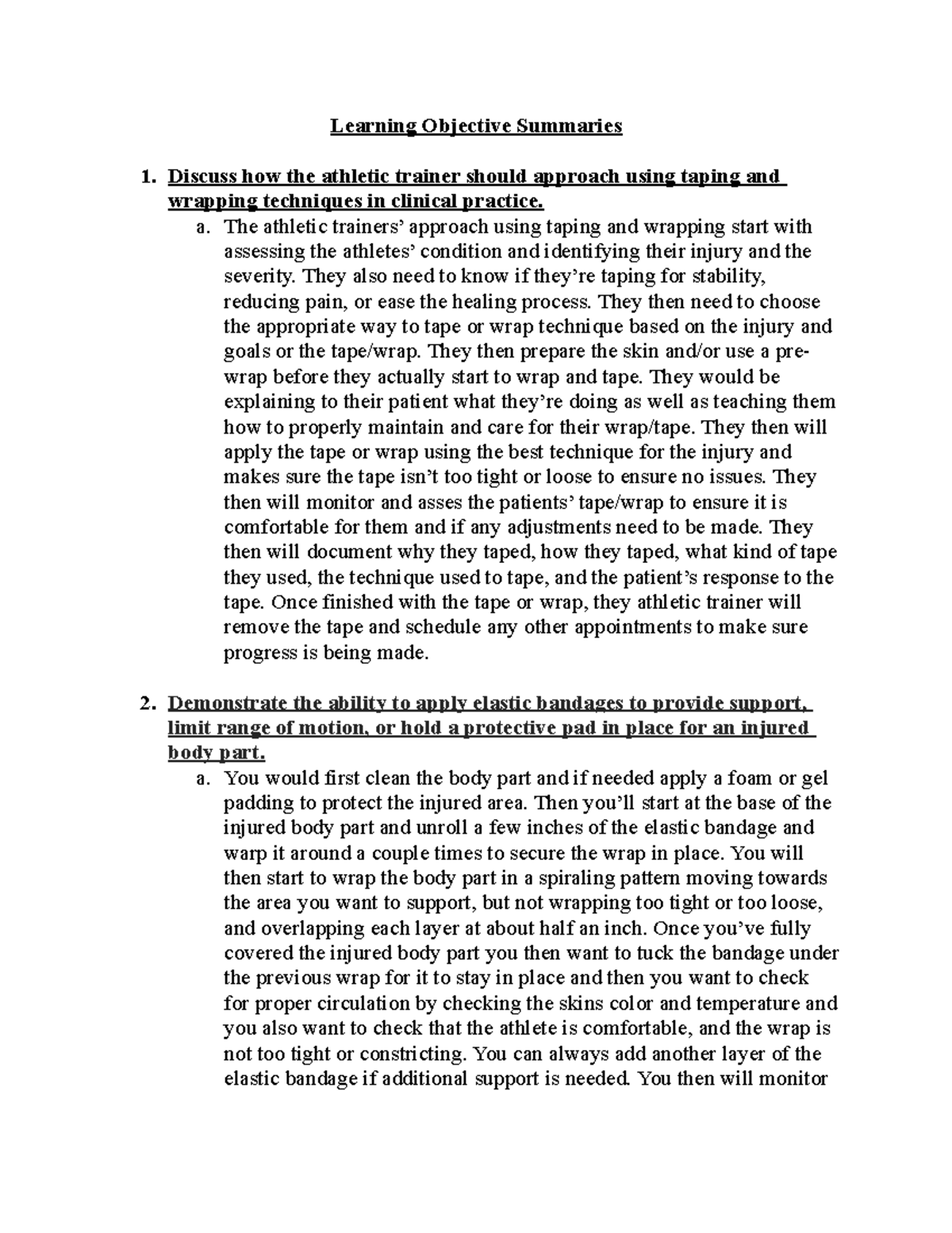 Learning Objective Summaries - Learning Objective Summaries Discuss how ...