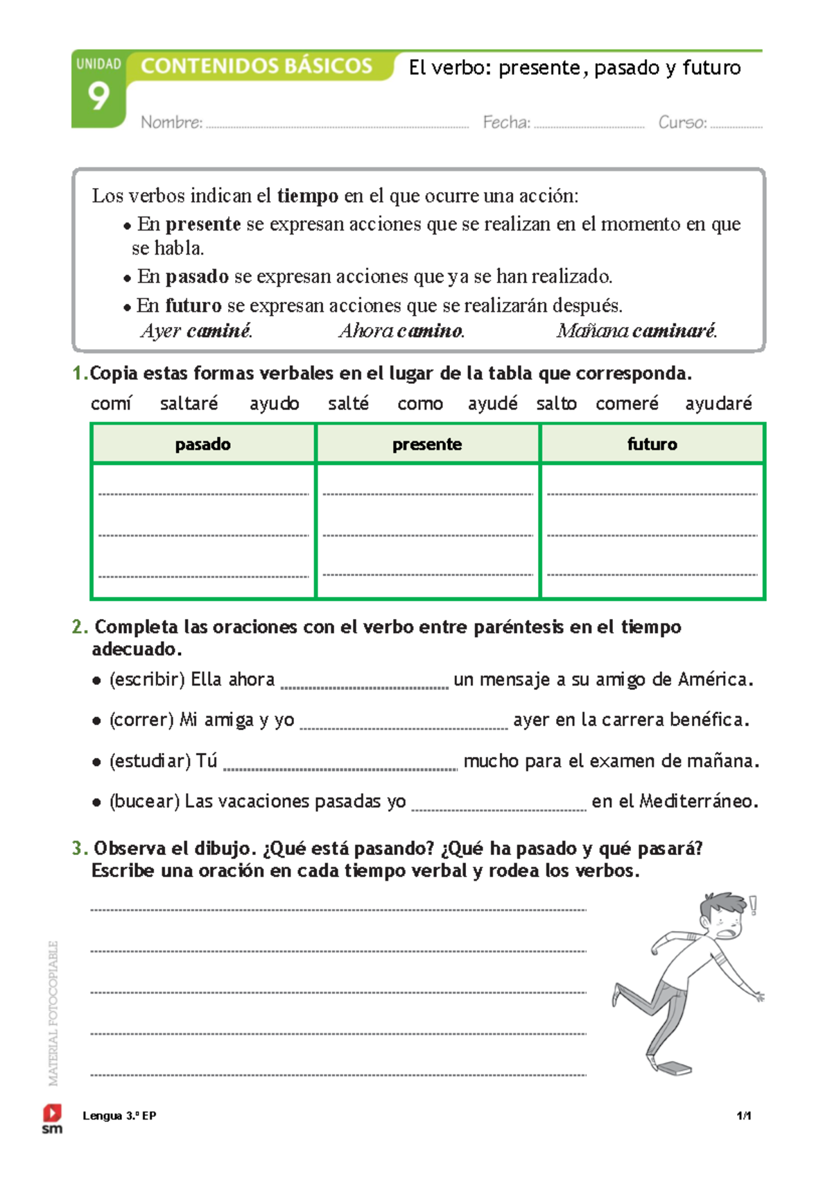 Tiempos-verbales - Lectura - El verbo: presente, pasado y futuro Lengua ...