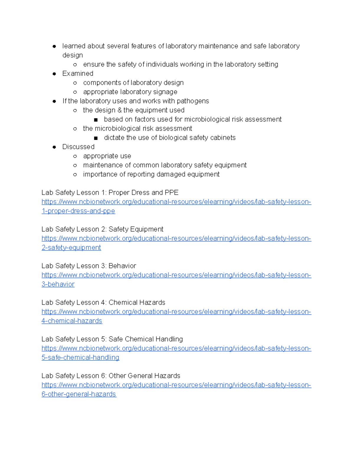 Lab Maintenance and Design Pt. 3 - learned about several features of ...