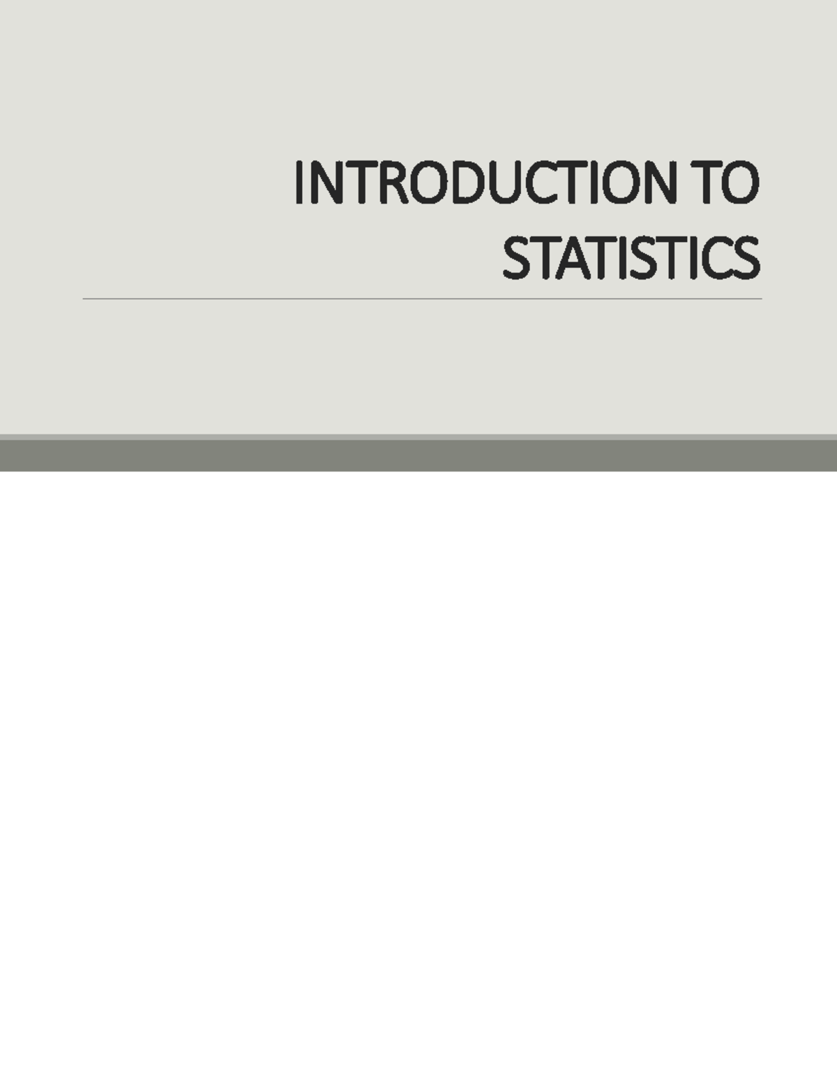 UNIT I Introduction TO Statistics - INTRODUCTION TO STATISTICS Origin ...