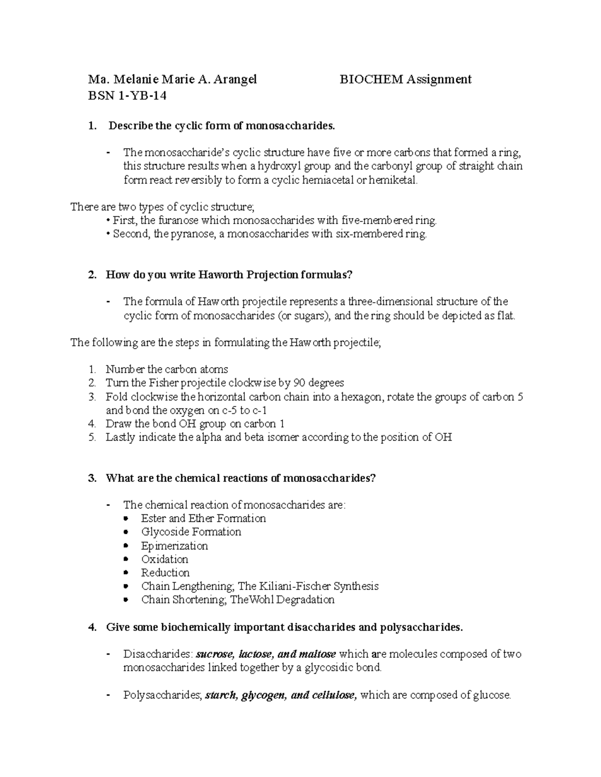 Biochem Assignment - hwjsh - Ma. Melanie Marie A. Arangel BIOCHEM ...