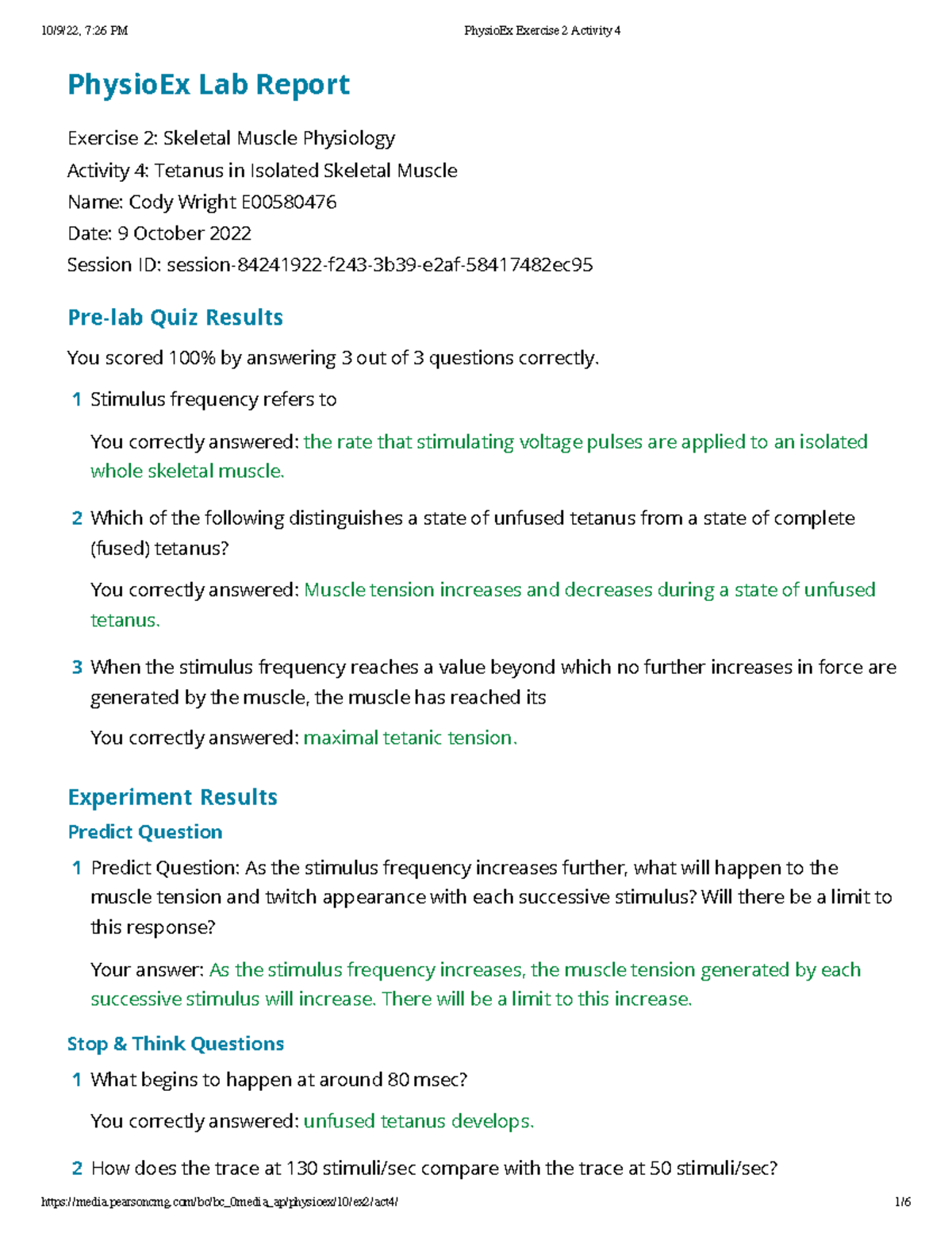 Physio Ex Exercise 2 Activity 4 - PhysioEx Lab Report Exercise 2 ...