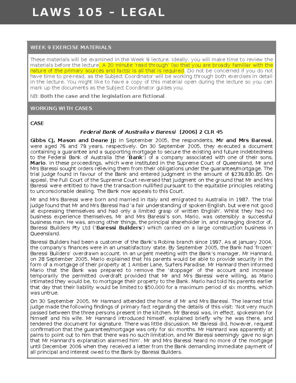Legal Foundations A - Topic 9 - Legal Method - Exercise Materials FNL ...