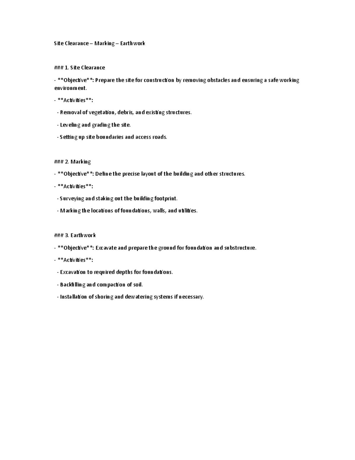 notes for building practice - Site Clearance – Marking – Earthwork 1 ...